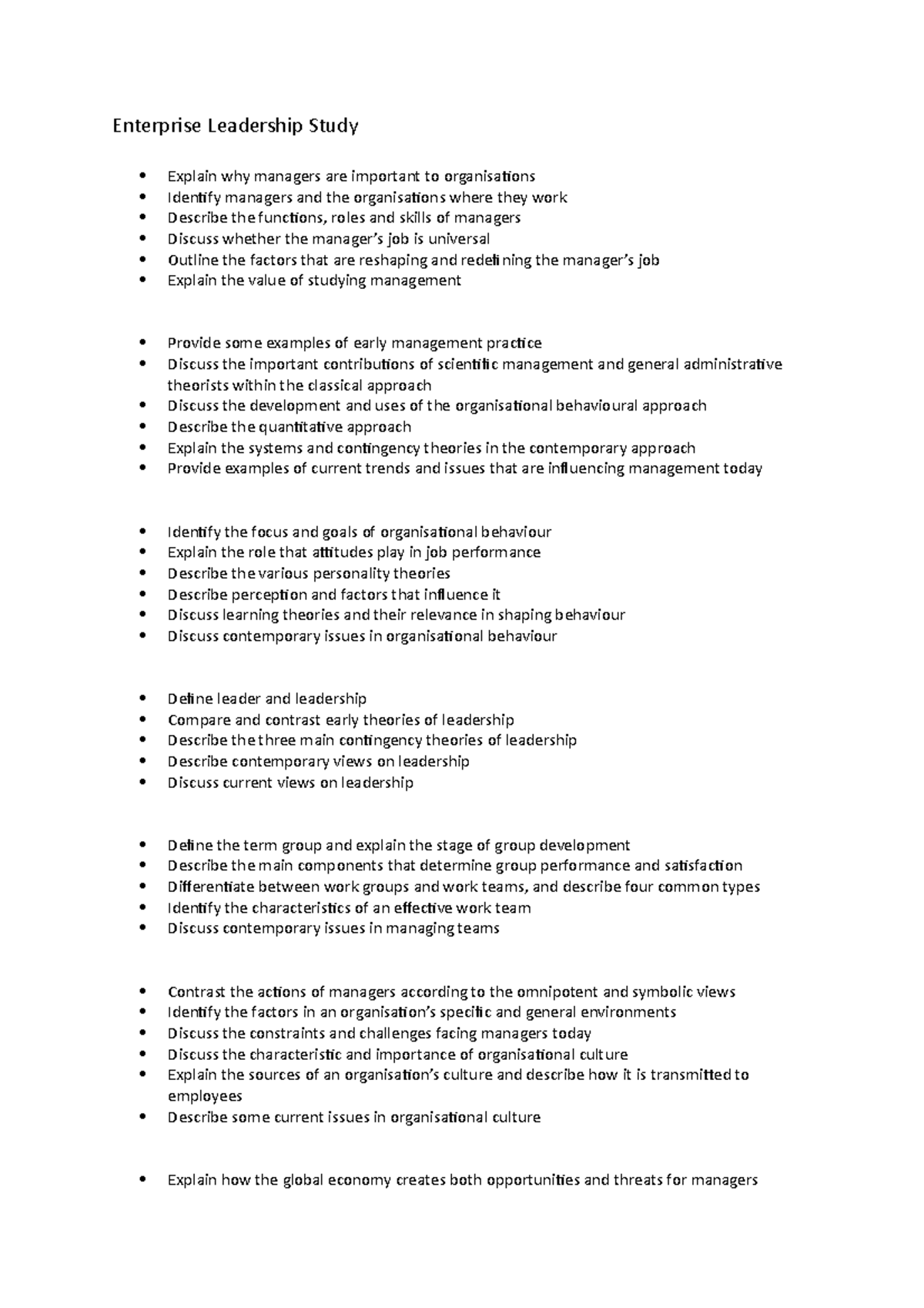 Enterprise Leadership Study - Studocu