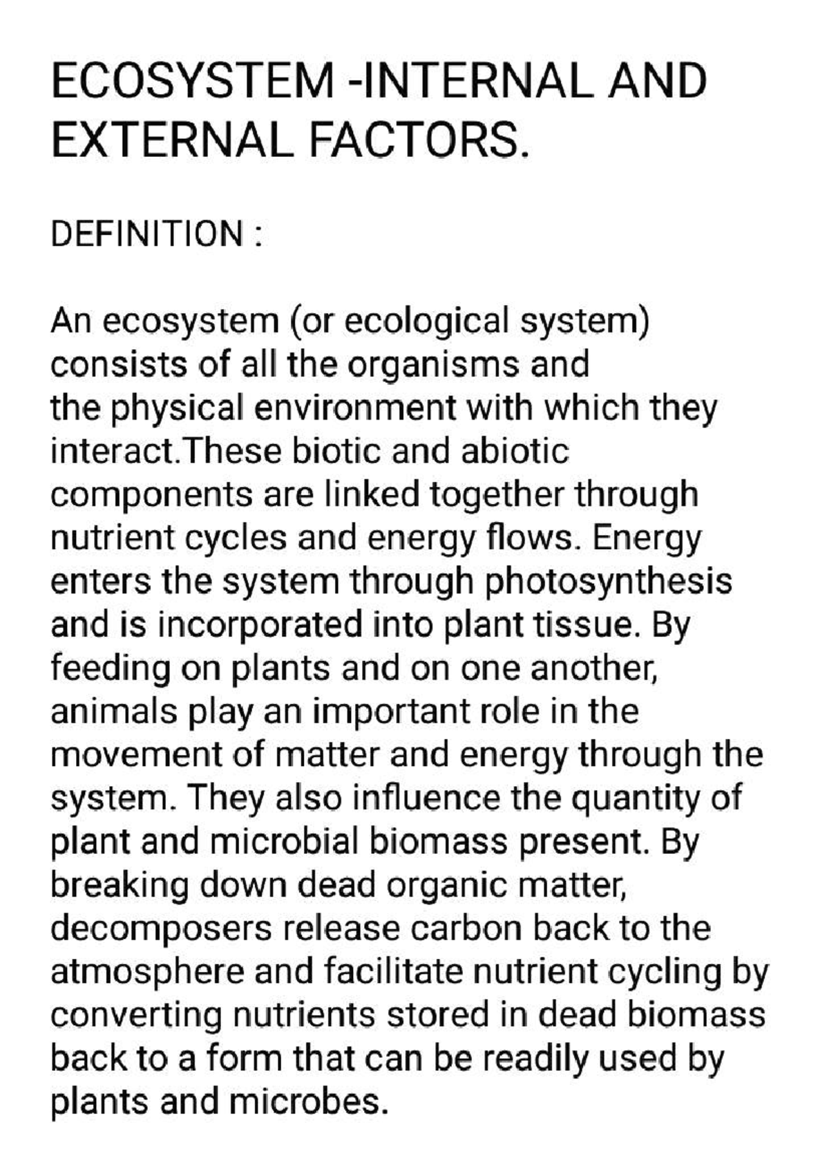 Ecosystem - Factors - BSc. Environmental Science - Studocu
