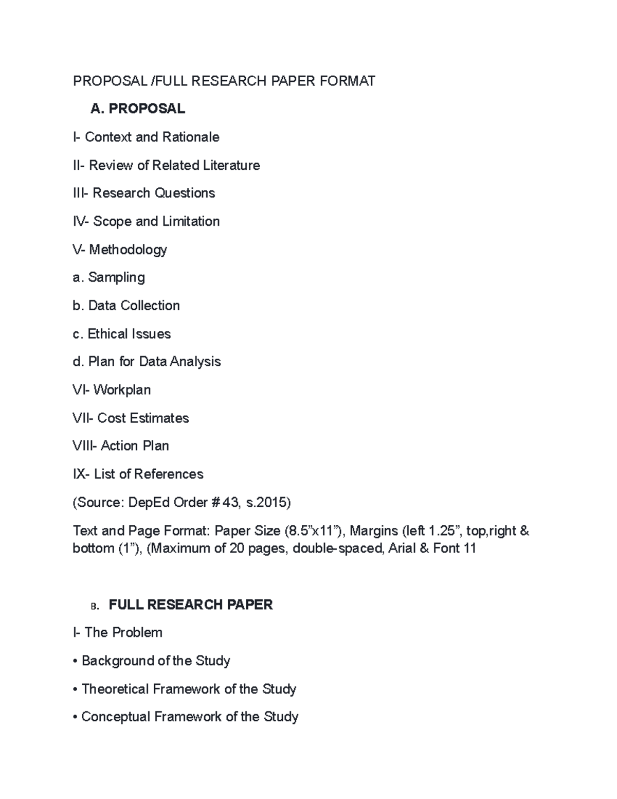 Research Proposal Format - PROPOSAL /FULL RESEARCH PAPER FORMAT A I ...