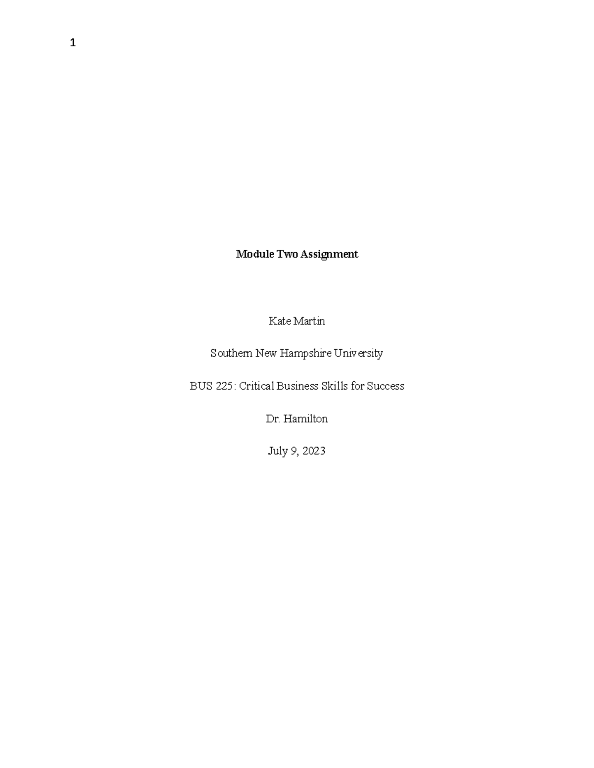 BUS225 Module Two Assignment - Module Two Assignment Kate Martin ...