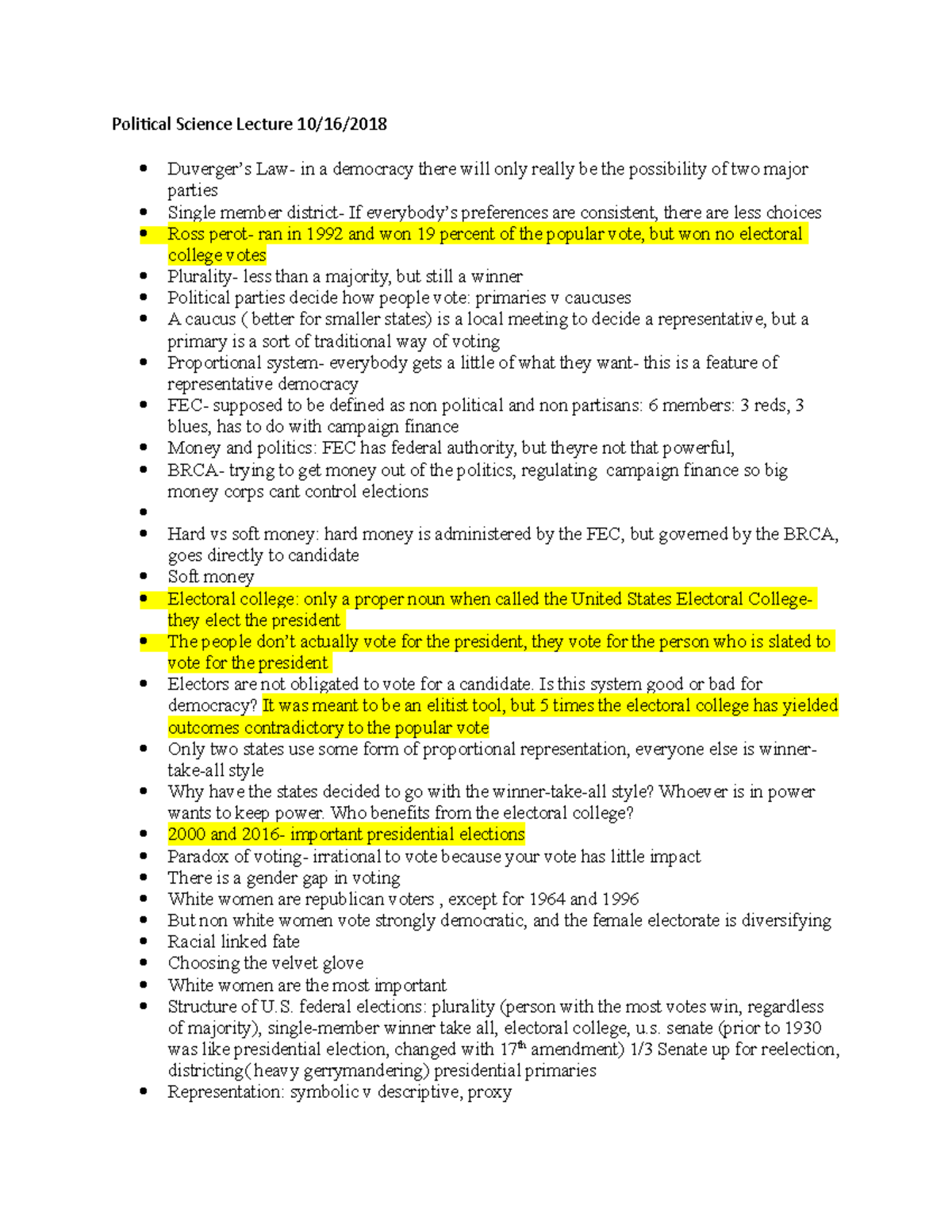 Political Science Lecture 10.16 - Political Science Lecture 10/16/2018 ...