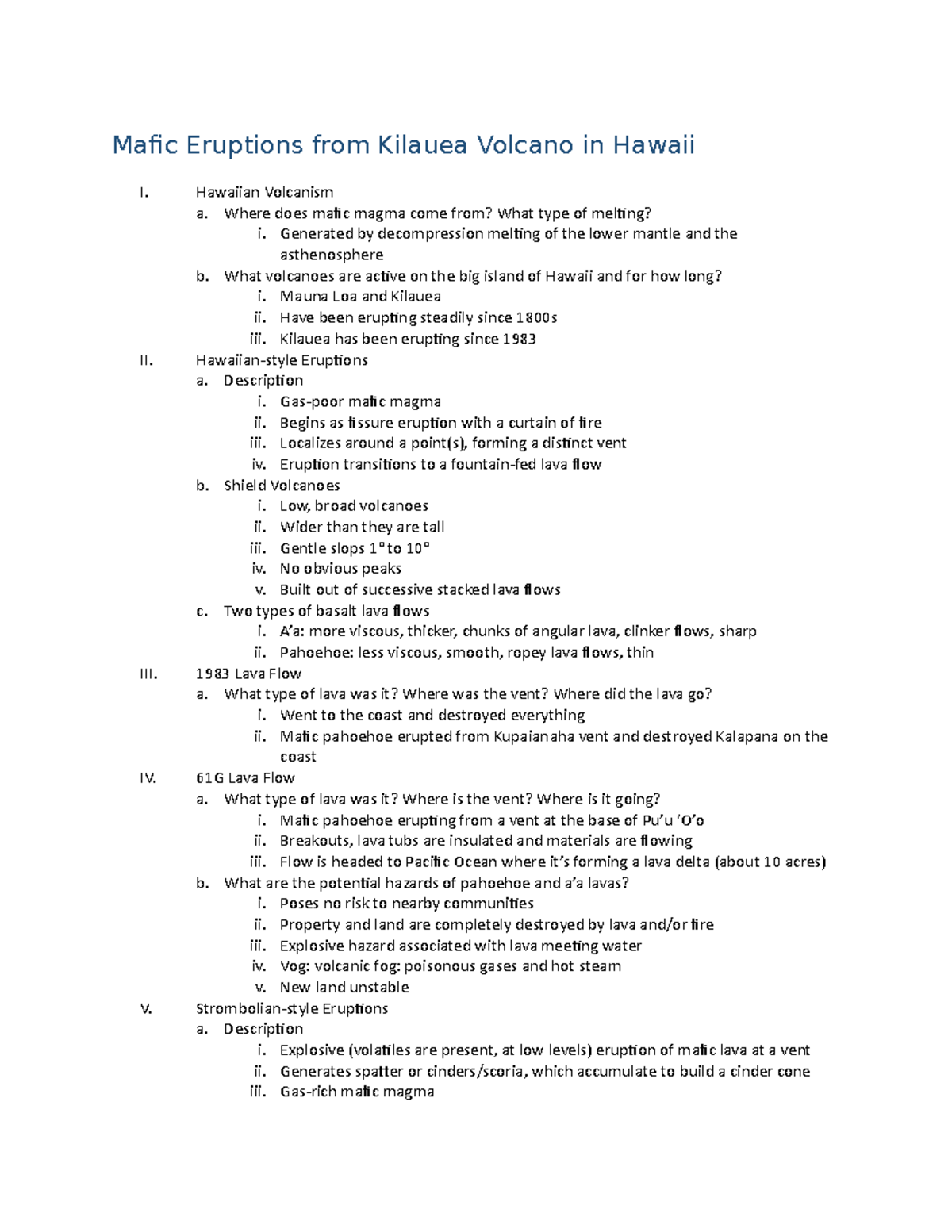Mafic Eruptions from Kilauea Volcano in Hawaii - Hawaiian Volcanism a ...