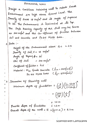 Worked Examples on Retaining Wall Design - Retaining Walls (Tutorial 7 ...