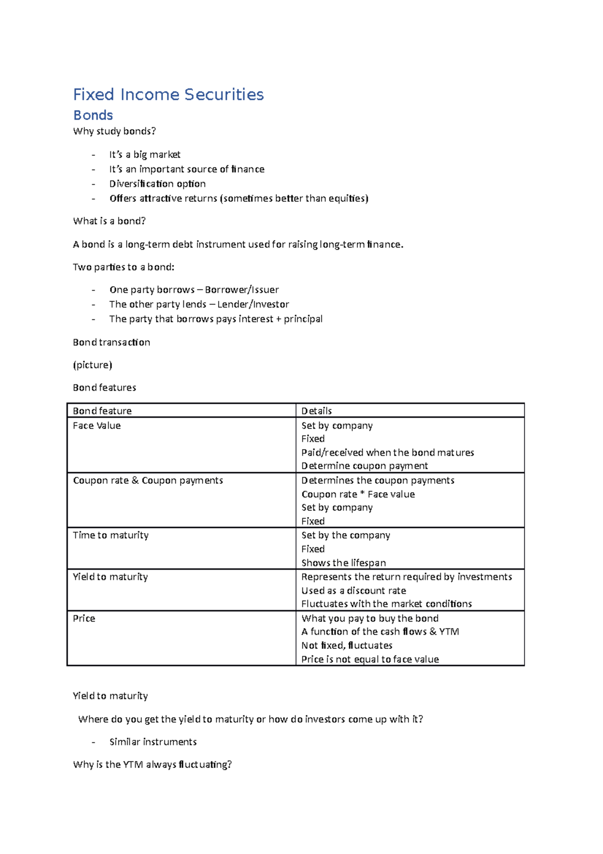 Fixed Income Securities - FTX3045S - Fixed Income Securities Bonds Why ...