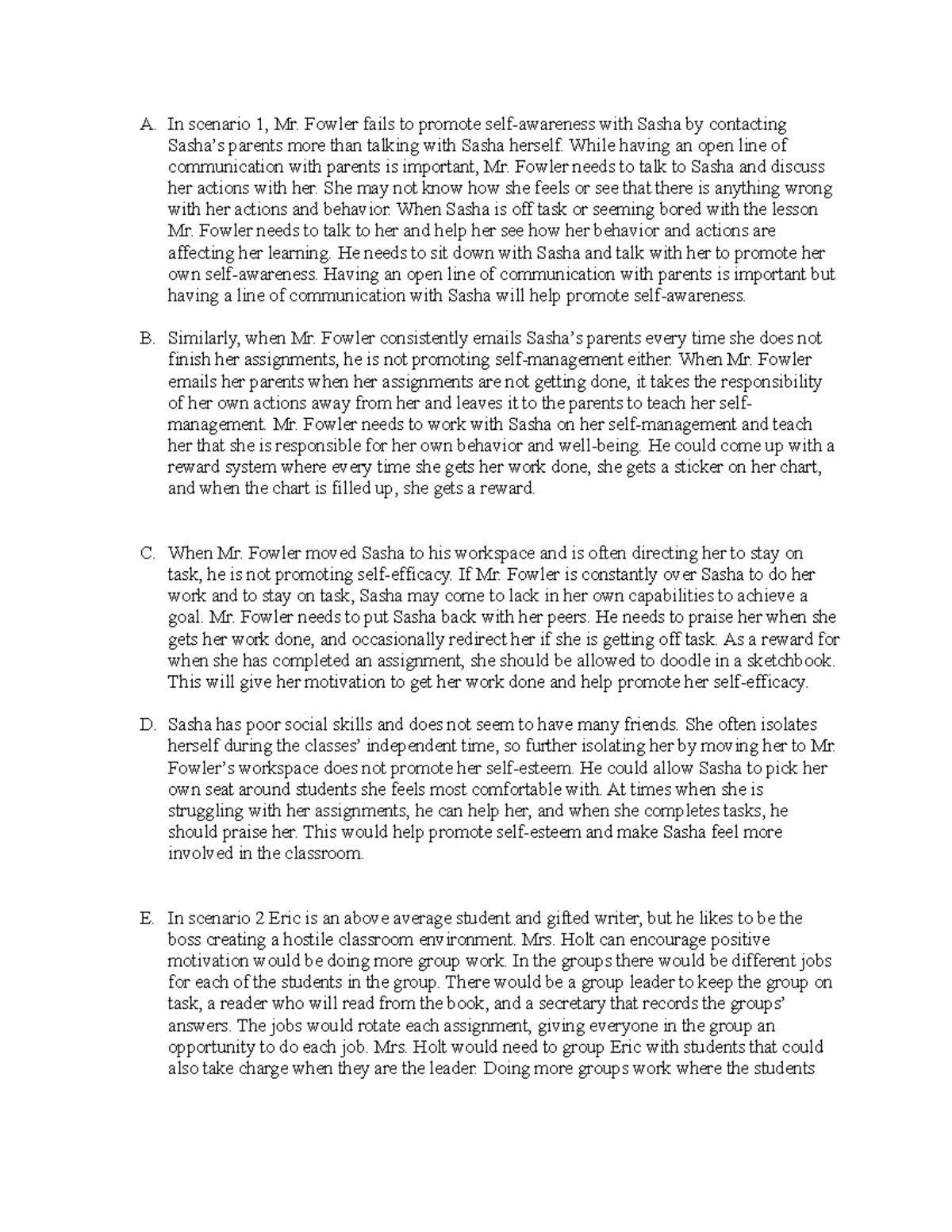 C572 Task 2 - Task 2 passed first time - A. In scenario 1, Mr. Fowler ...