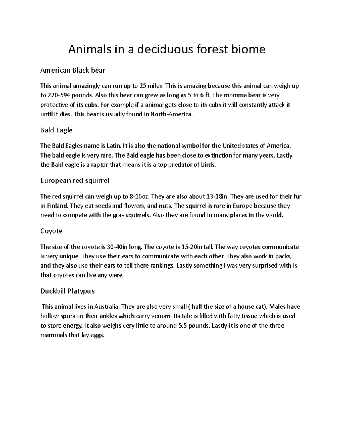 Animals in a deciduous forest biome - Animals in a deciduous forest ...