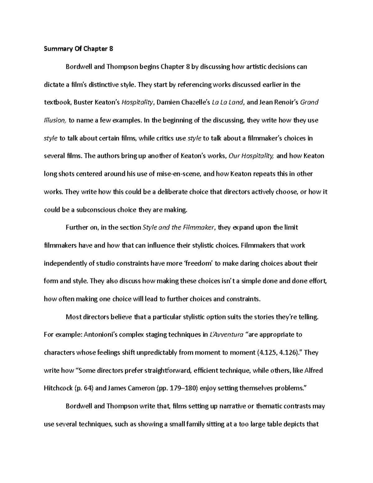 RRP - Chapter 8 - Summary Of Chapter 8 Bordwell and Thompson begins ...