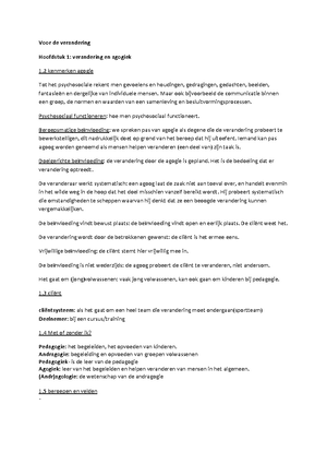 Samenvatting agogiek - AGOGIEK Hoofdstuk 1: wat is agogiek Wat is agogiek? De leer van het doen ...