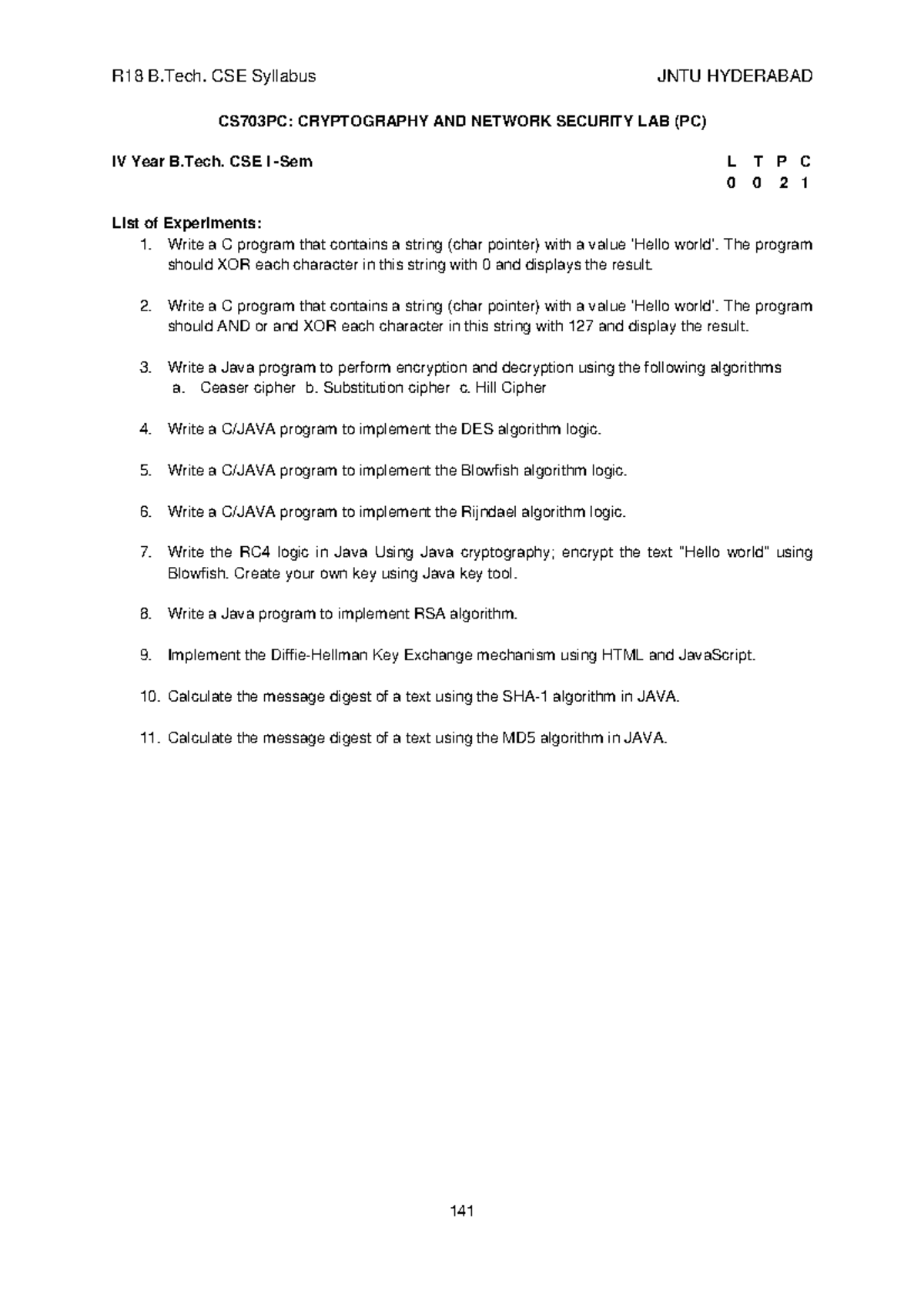 Cns 4-1 - cns - R18 B. CSE Syllabus JNTU HYDERABAD 141 CS703PC ...