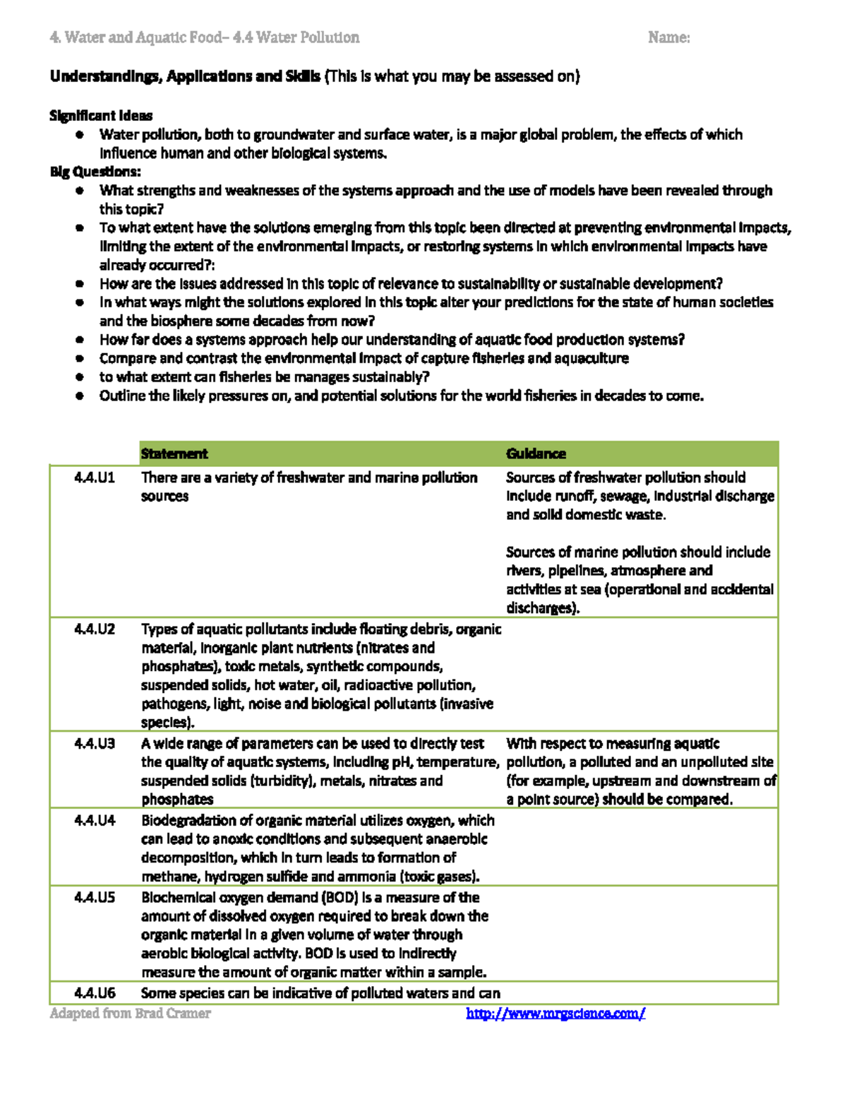 4,4 description and analysisi - 4. Water and Aquatic 4 Water Pollution ...