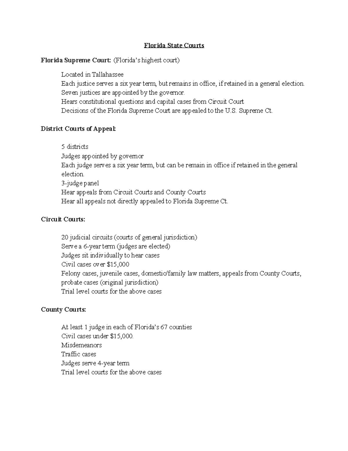 CH1-Florida State Courts notes - Florida State Courts Florida Supreme ...