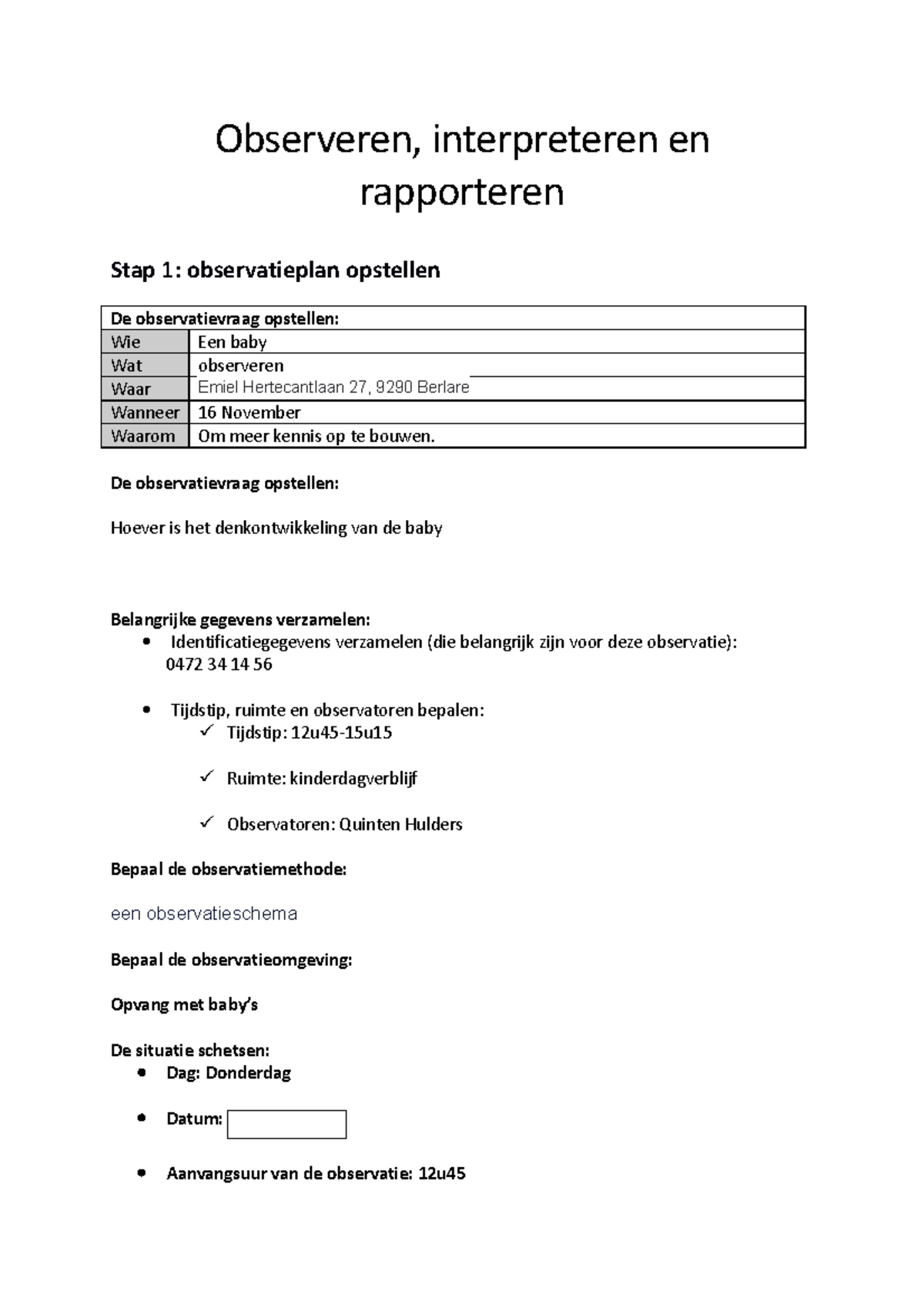 Observatieschema ( Quinten) - Observeren, interpreteren en rapporteren ...