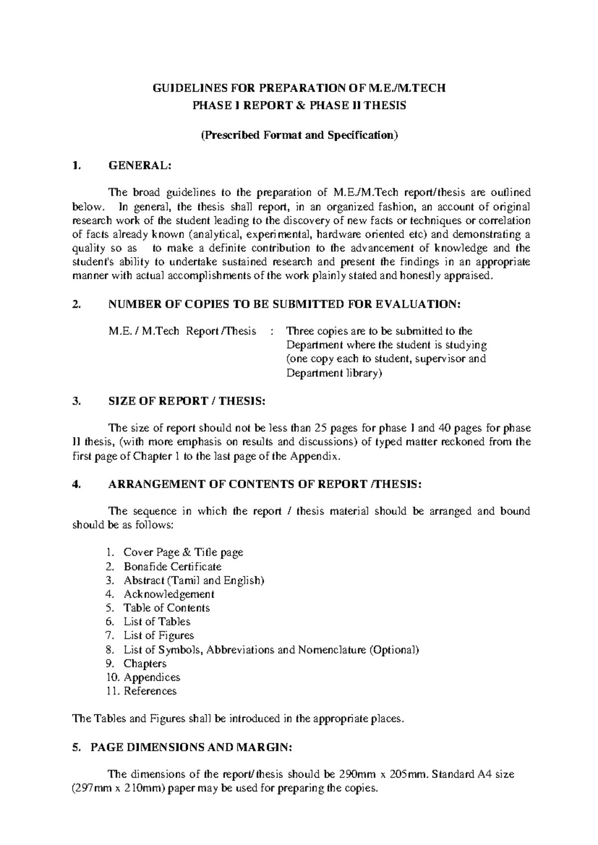 Pgthesis - Thesis for PG courses - GUIDELINES FOR PREPARATION OF M.E./M ...