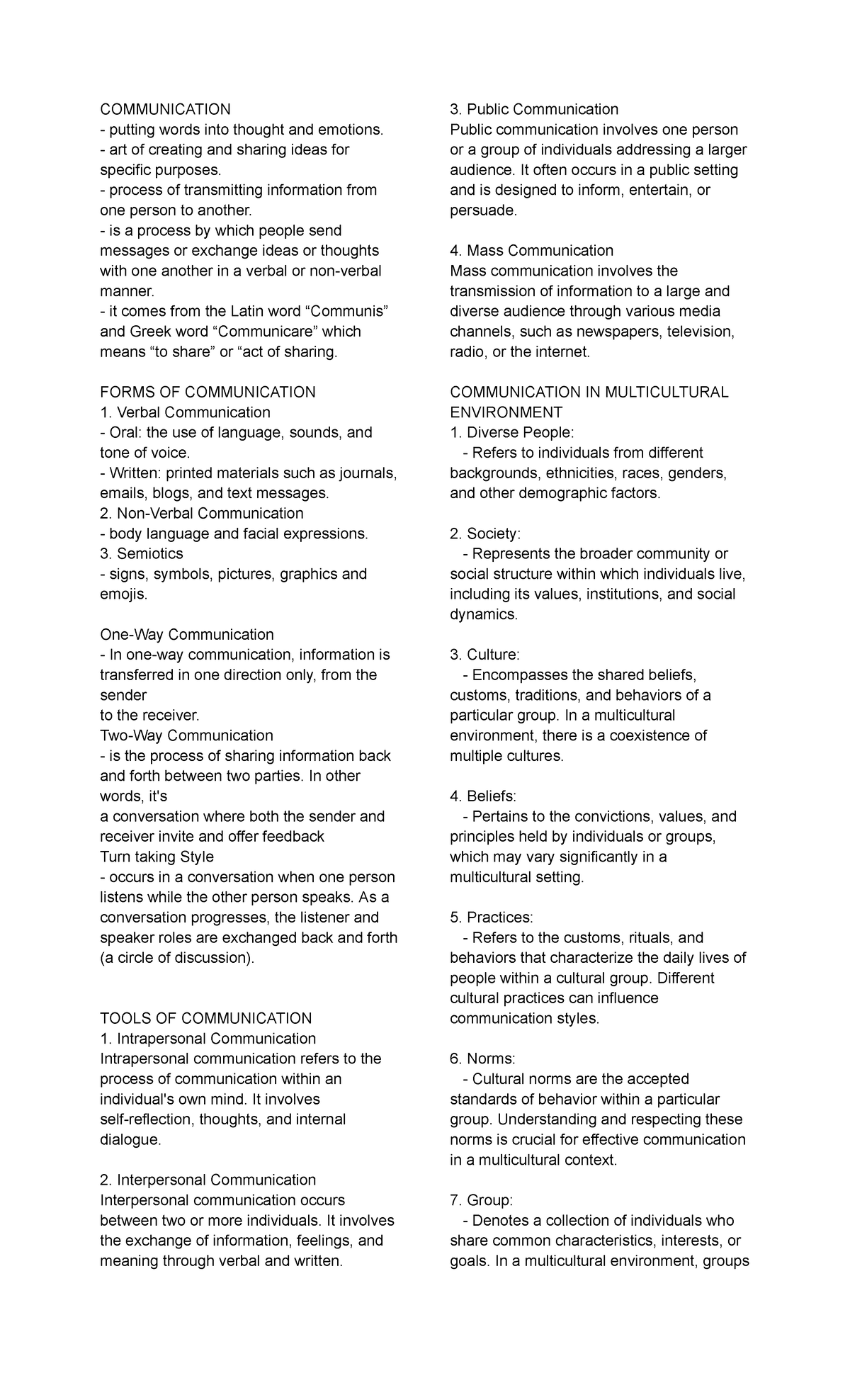 Purposive- Communication- Reviewer - COMMUNICATION putting words into ...