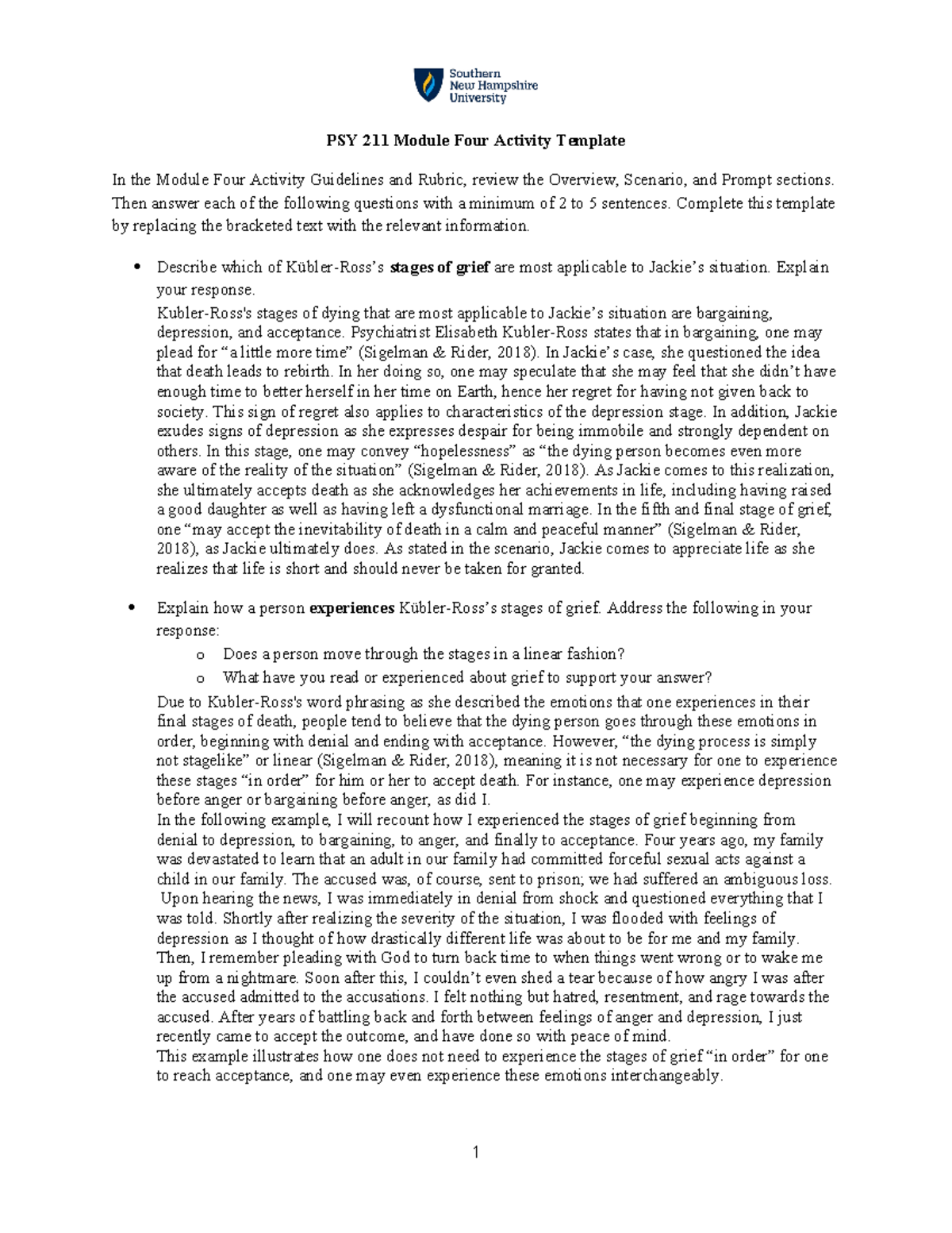 4-2 Activity Journal - PSY 211 Module Four Activity Template In the ...