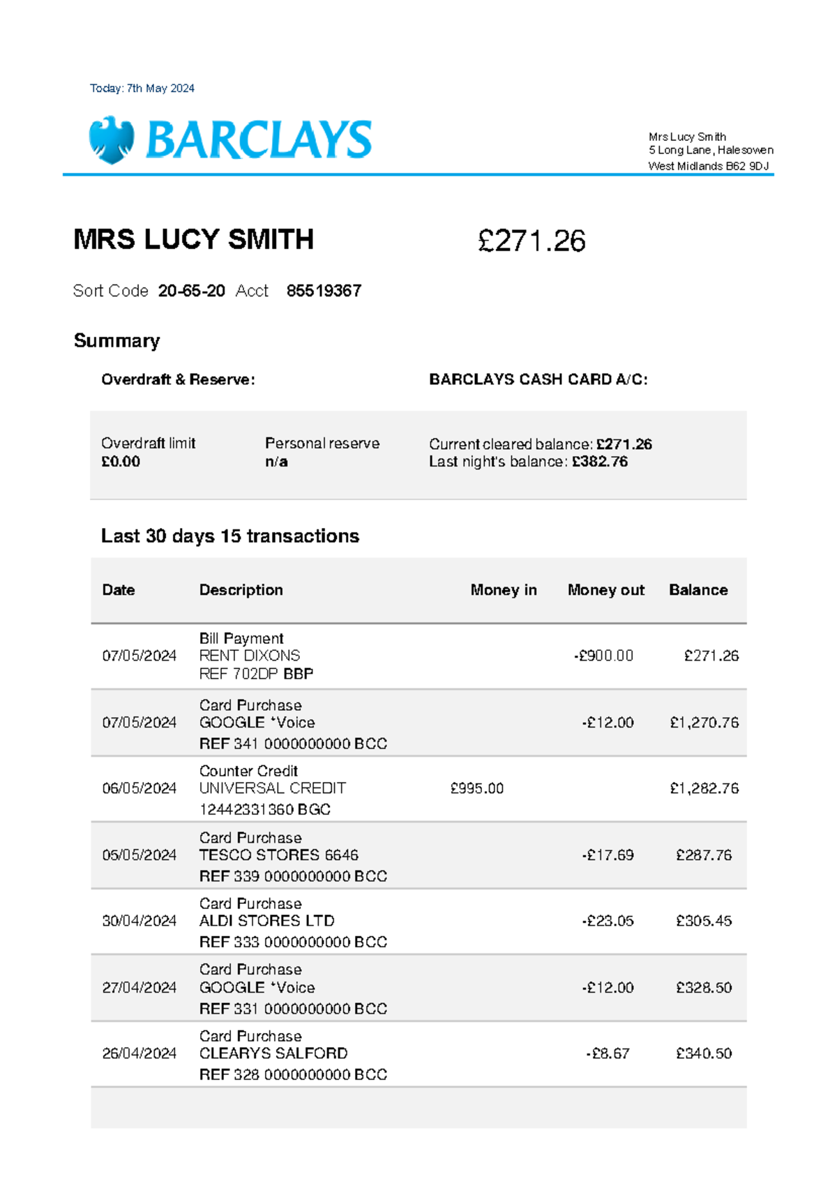 Lucysmith - aajaj - Today: 7 th May 2024 Mrs Lucy Smith 5 Long Lane ...