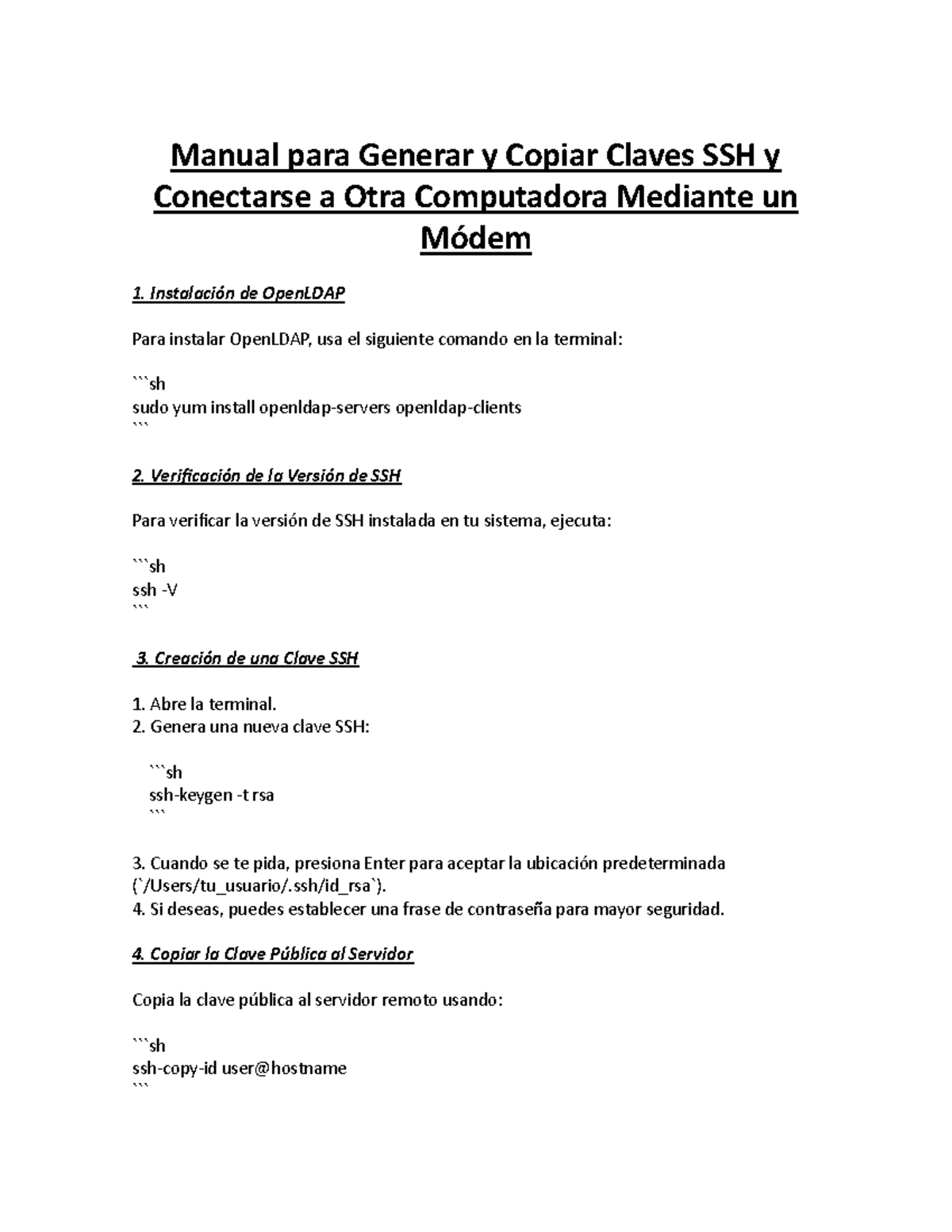 Manual SSH Conexión - Manual para Generar y Copiar Claves SSH y ...
