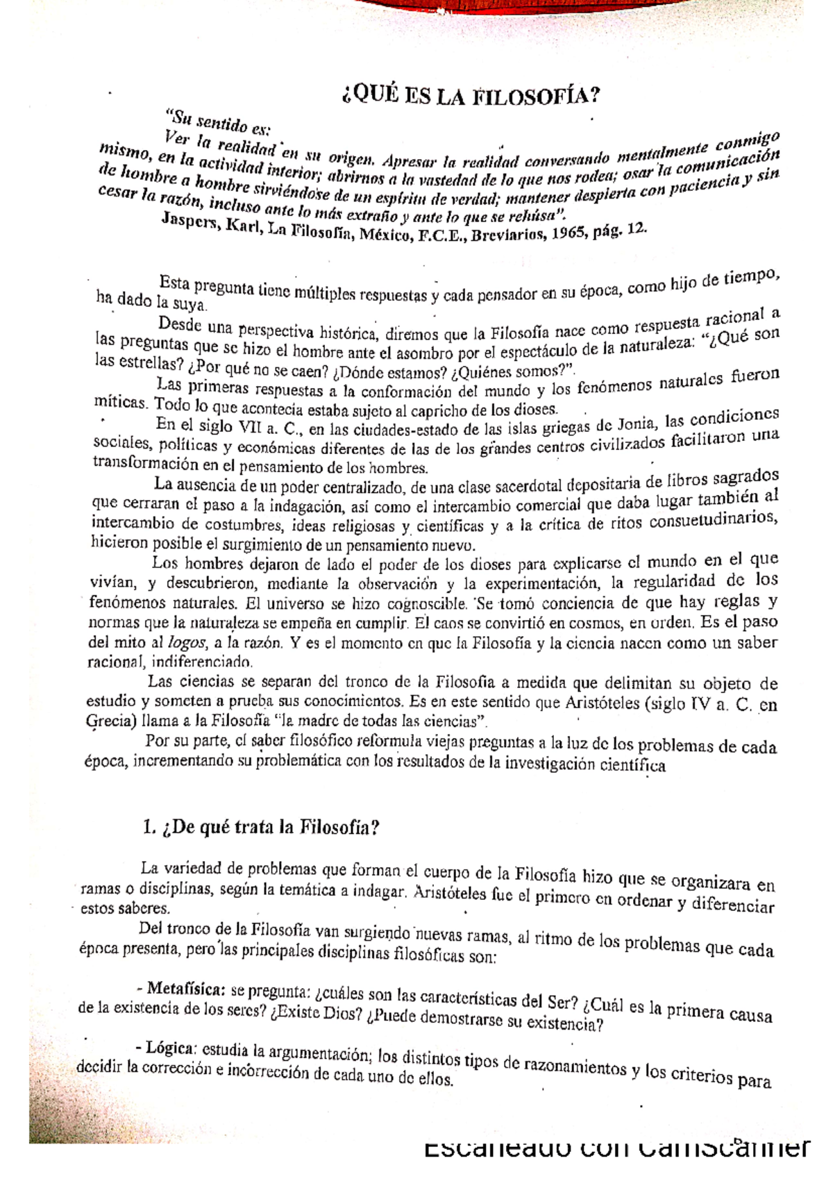 Filosof-a 2da clase - Filosofía - ES LA FILOSOFÍA? sentido es: de mismo, en Ver la la actividad ...