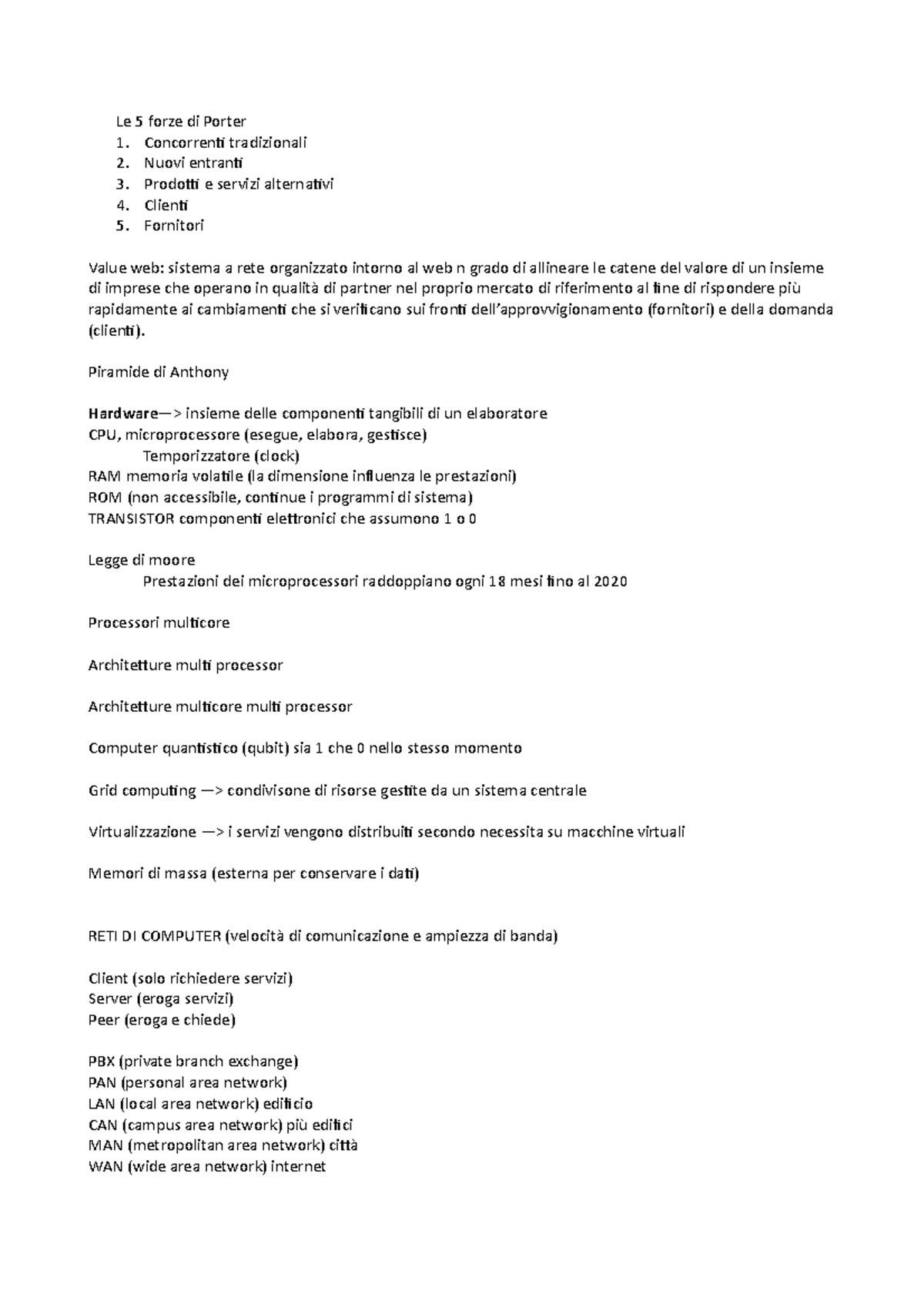 appunti informatica. mamino - Le 5 forze di Porter Concorrenti tradizionali Nuovi entranti ...