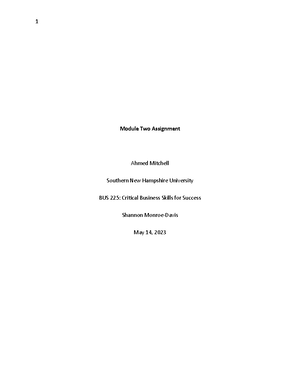 ACC 345 Module Two Summary Template - Ahmed Mitchell Southern New Hampshire University Jeannie ...