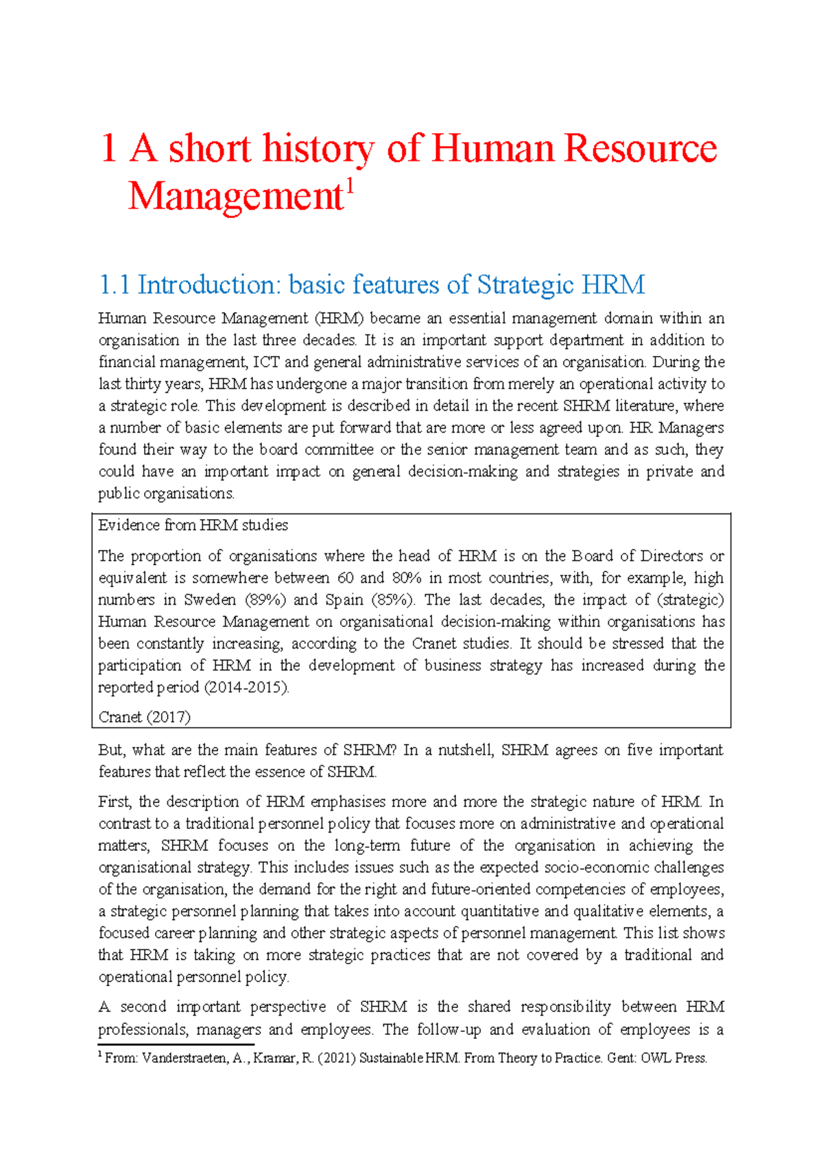 Chap 1 A Short History OF HRM - 1 A short history of Human Resource ...
