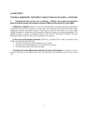 TUTO TORT (interference with goods) - Tort Law I - Studocu