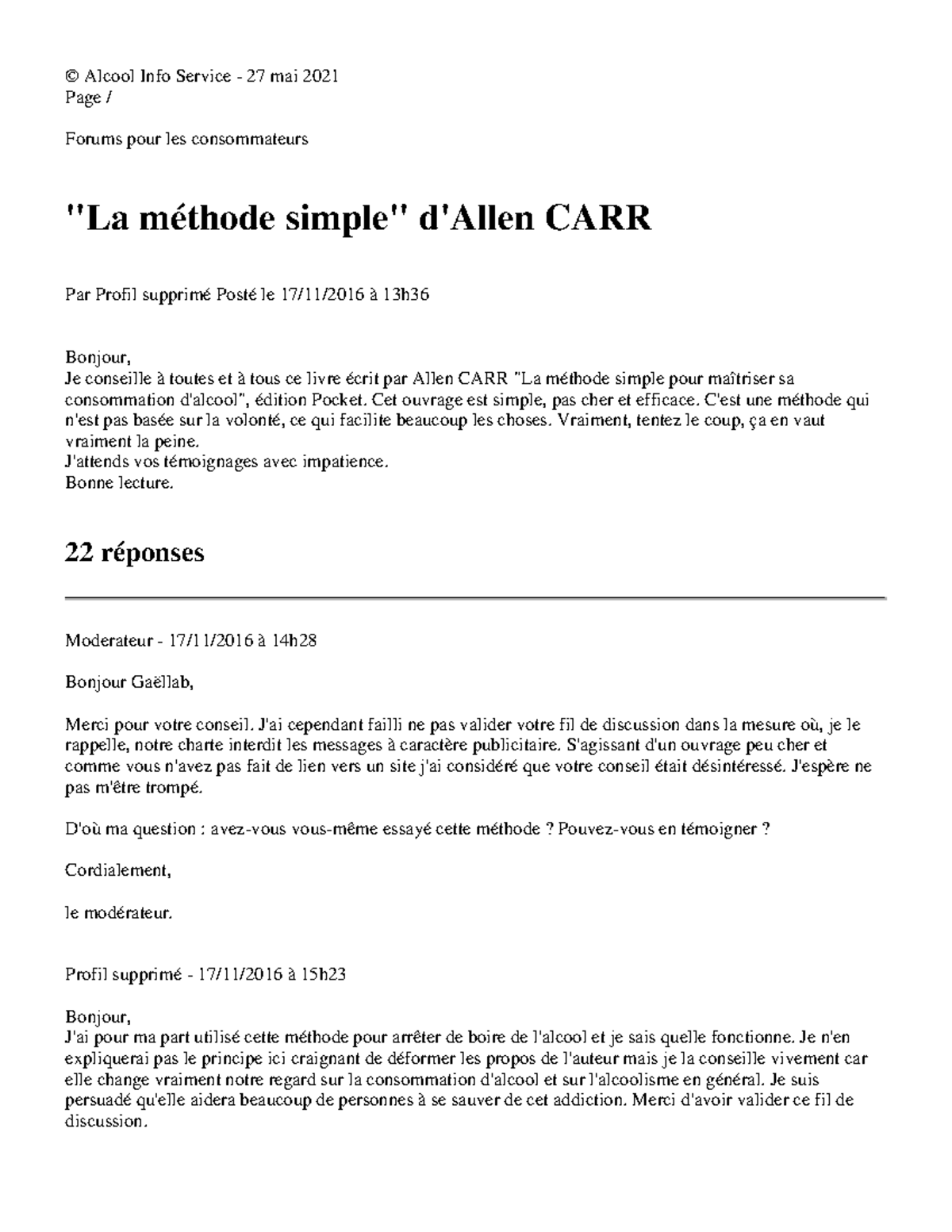 La methode simple d Allen CARR - © Alcool Info Service - 27 mai 2021 ...