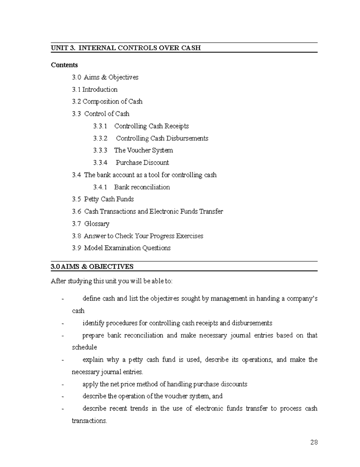 Controls of Cash.3 doc - UNIT 3. INTERNAL CONTROLS OVER CASHUNIT 3 ...