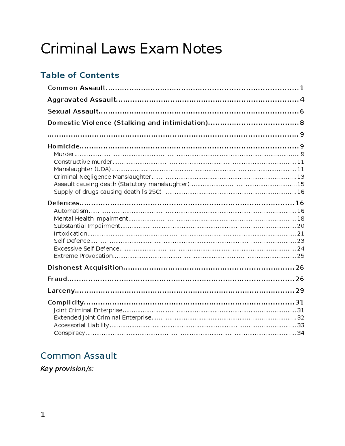 Criminal Laws Exam Notes (Problem question) - Criminal Laws Exam Notes ...