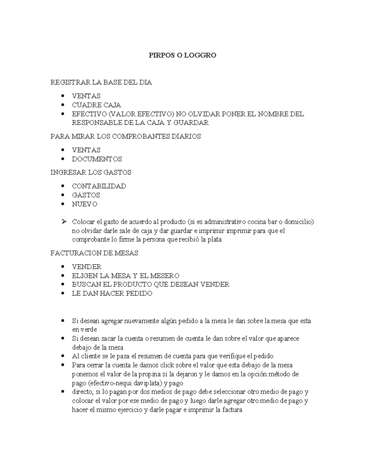 Pirpos PASO A PASO - PIRPOS O LOGGRO REGISTRAR LA BASE DEL DIA VENTAS ...