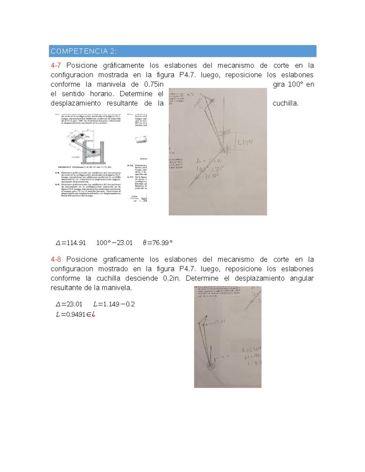 Competencia 2 - ejercicios - COMPETENCIA 2: 4-7 Posicione gráficamente los eslabones del ...