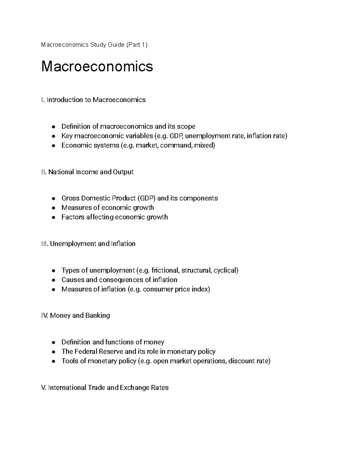 Macroeconomics Study Guide (Part 1) - Introduction to Macroeconomics ...
