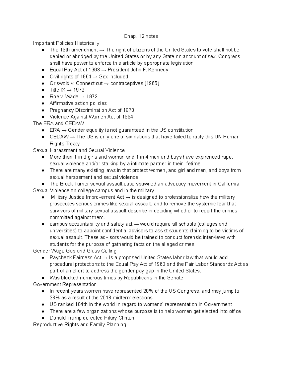 Chap 12 notes - Chap. 12 notes Important Policies Historically The 19th ...