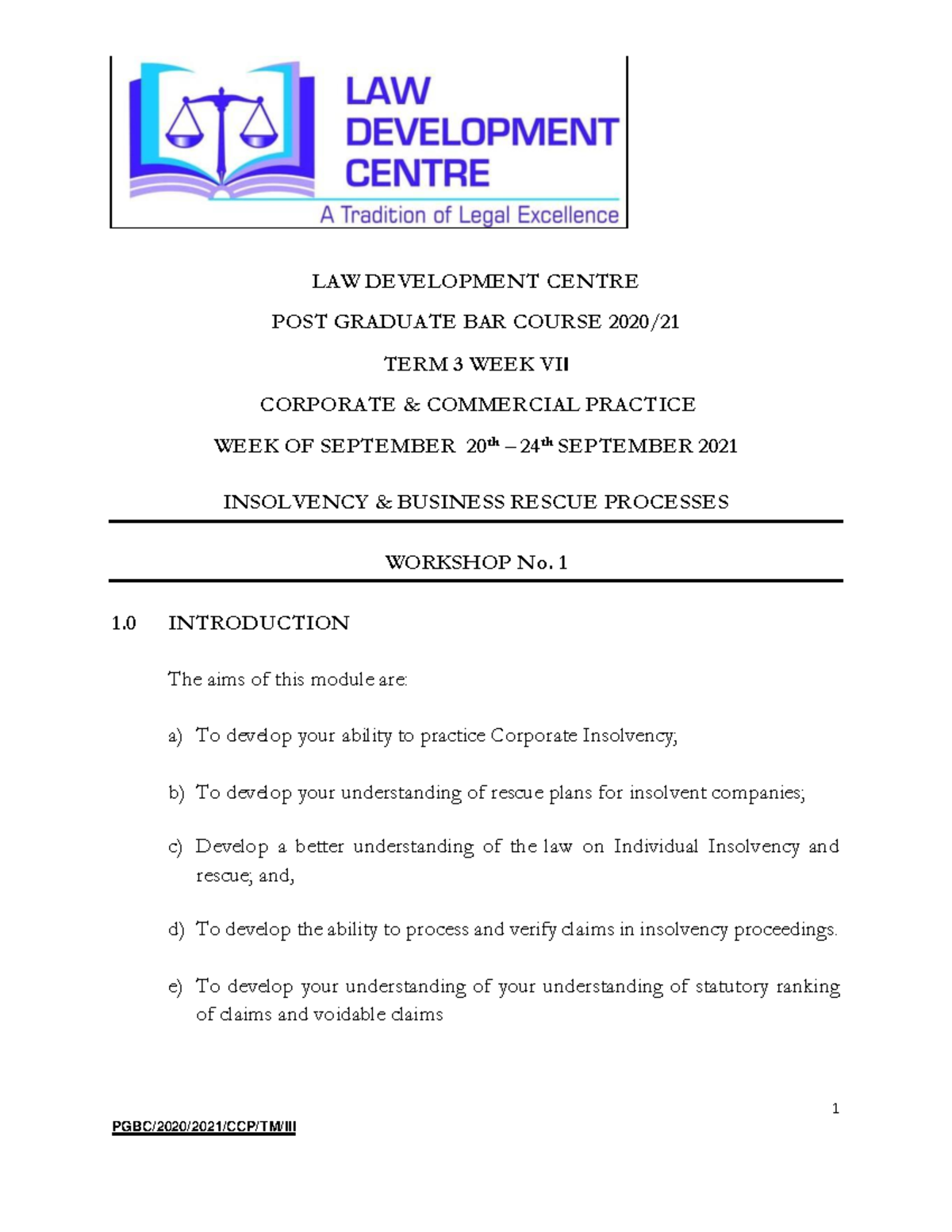 LDC PAST Papers - Law Development Center Postgraduate Diploma in Legal ...