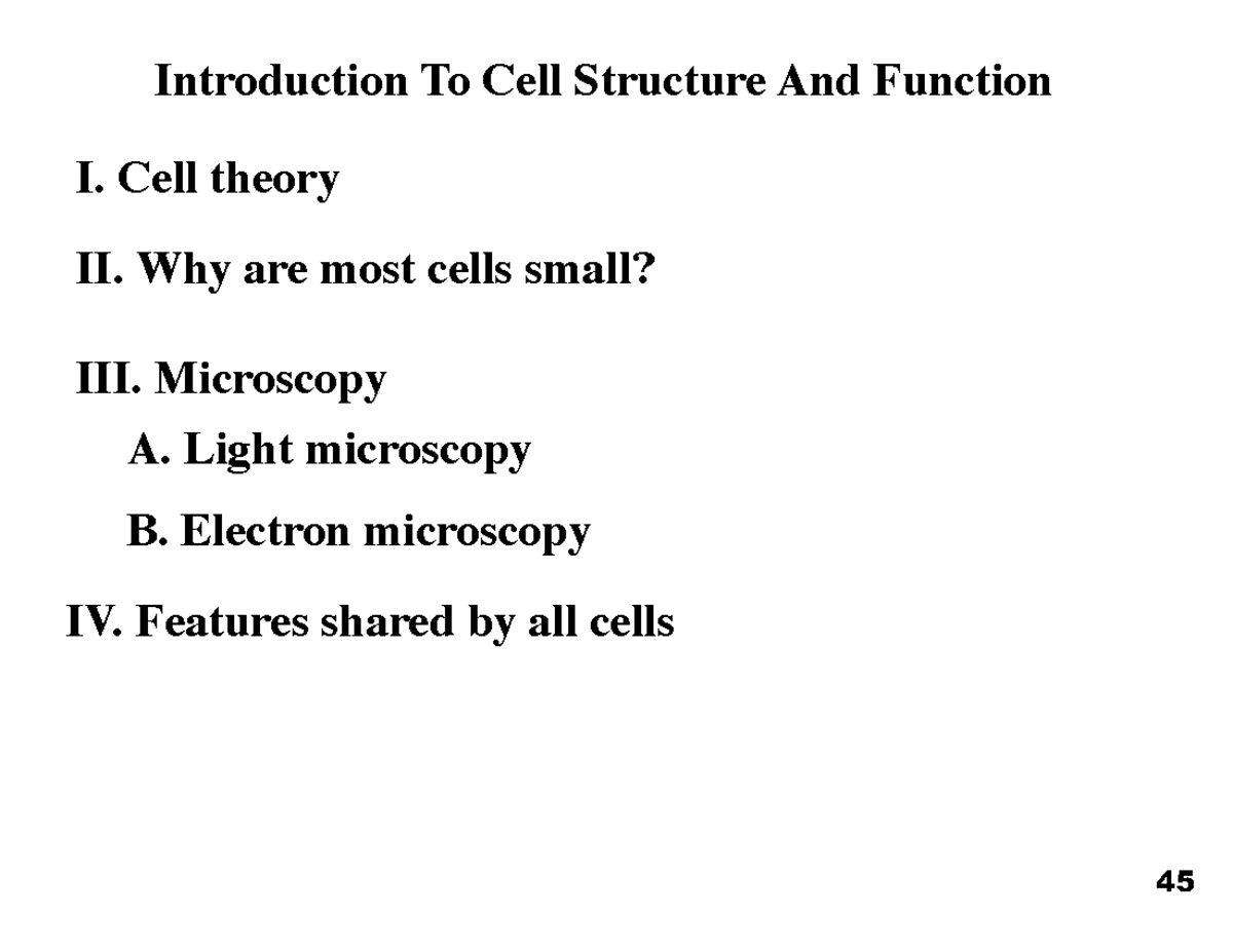 Student Lecture 1c - Introduction To Cell Structure And Function I ...