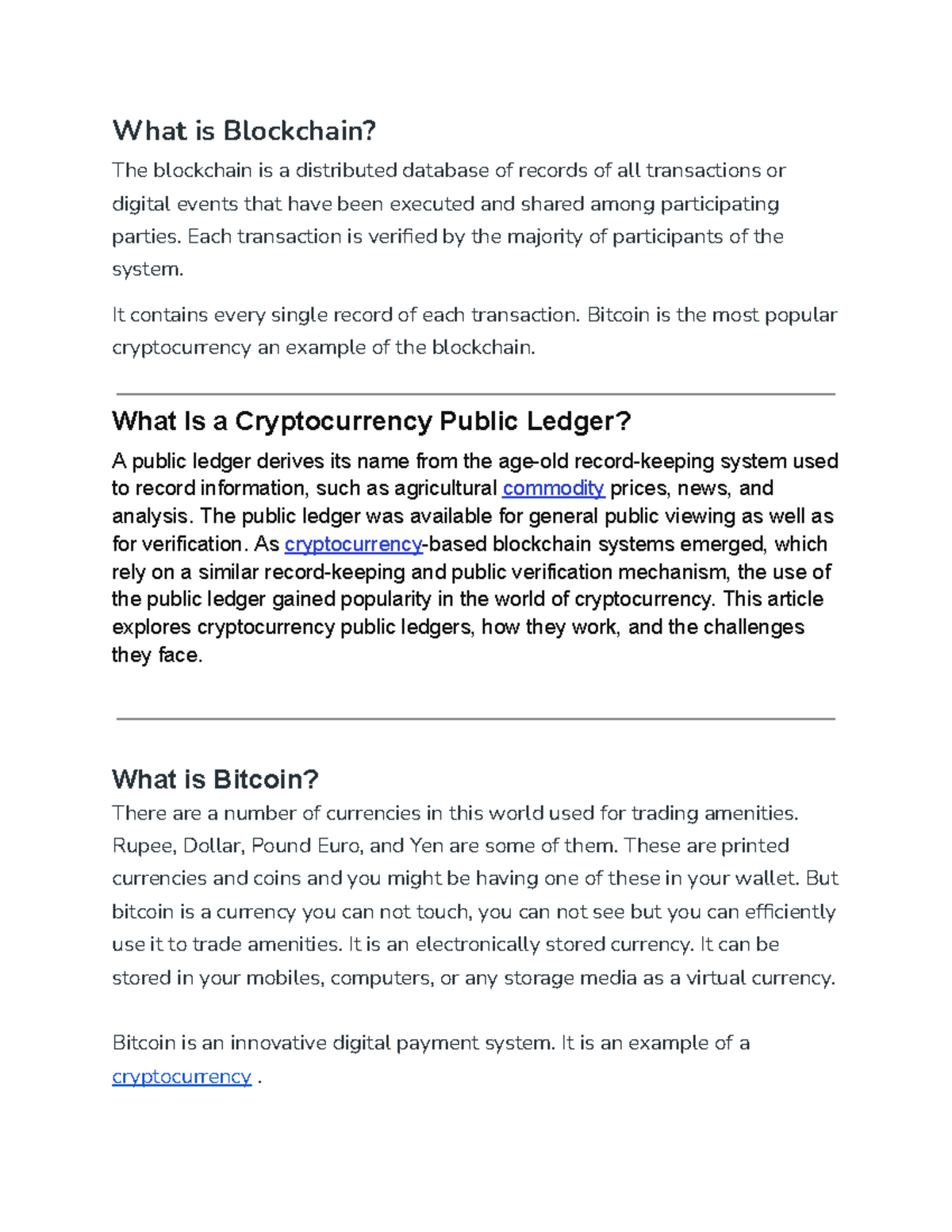Blockchain - good - What is Blockchain? The blockchain is a distributed database of records of ...