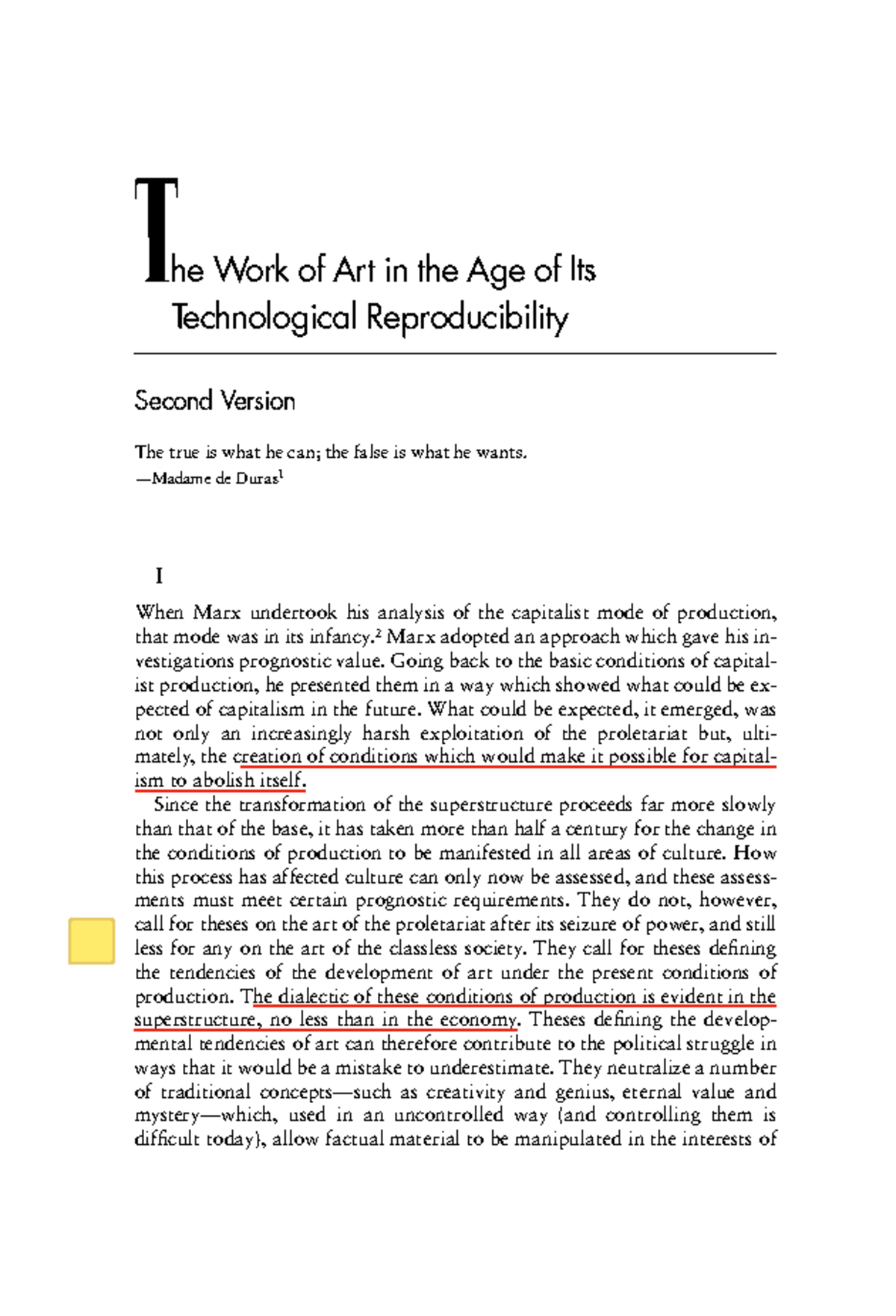 Benjamin Work Art - The Work of Art in the Age of Its Technological ...