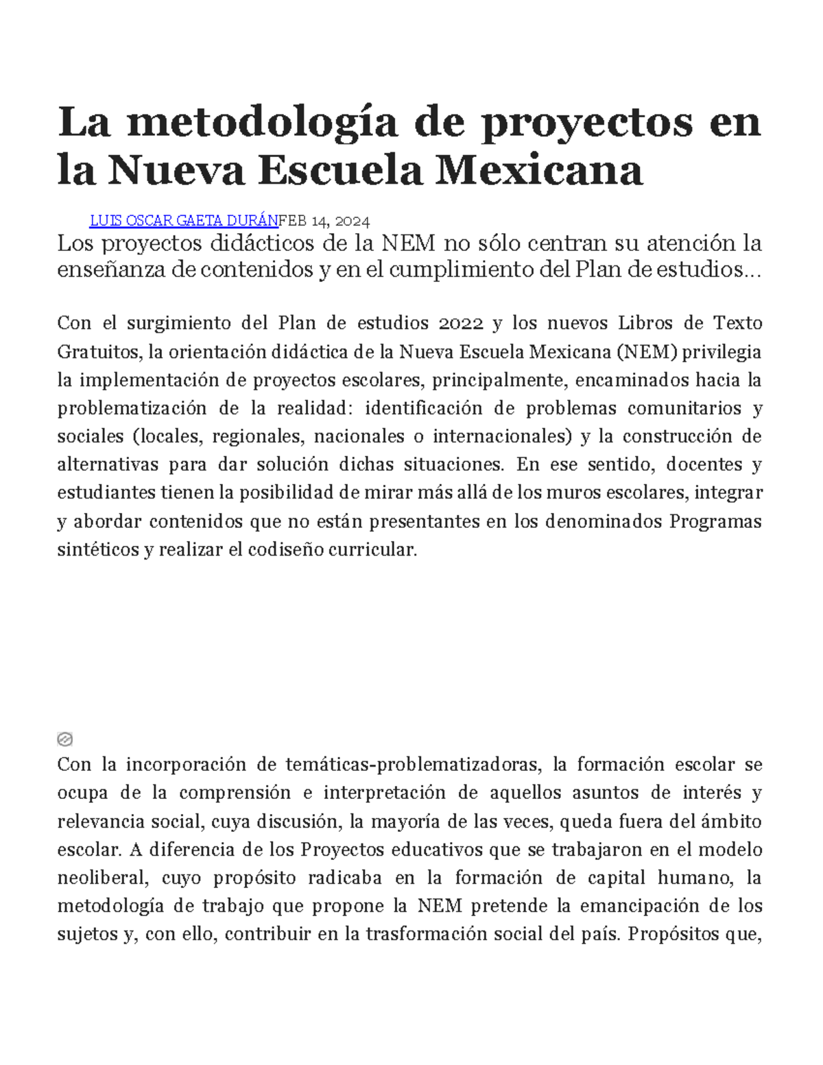 3..La metodología de proyectos en la Nueva Escuela Mexicana - La ...