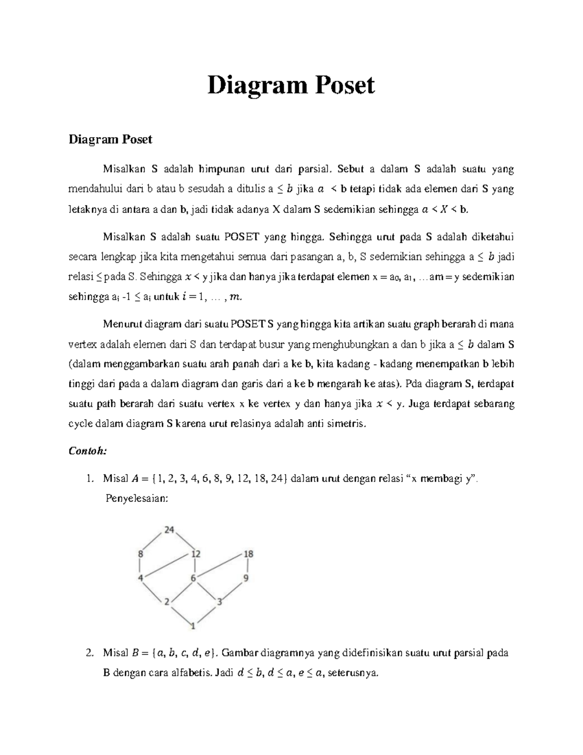 Diagram Poset - Diagram Poset Diagram Poset Misalkan S adalah himpunan ...
