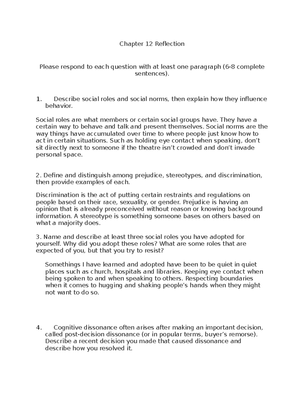 Chapter 12 reflection - These are course assignments that was given ...