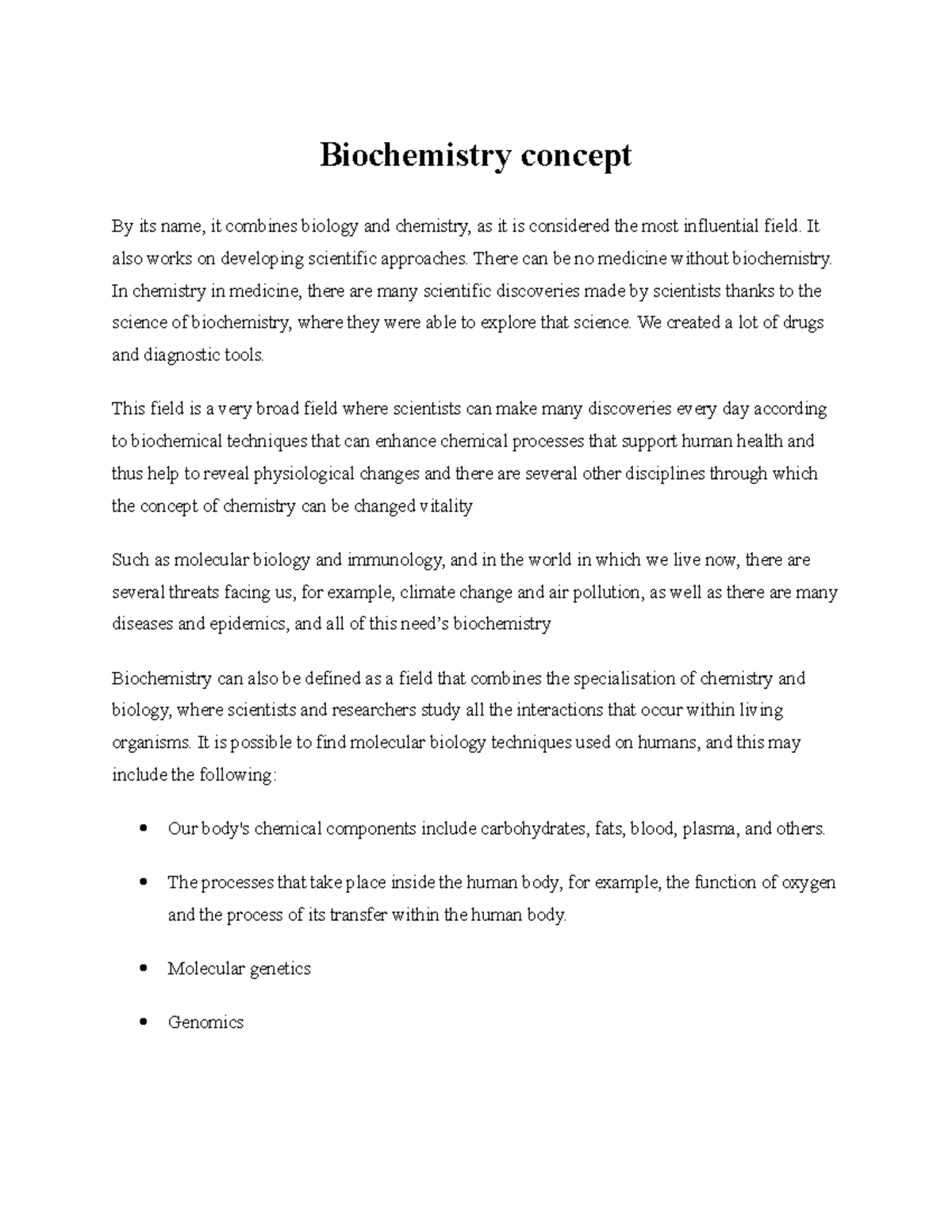 Biochemistry concept - Assignment - Biology - grade 11 - SBI3C1 ...