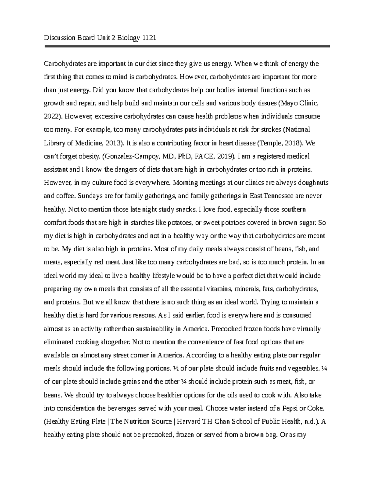 Discussion Board Unit 2 Biology 1121 - Google Docs - Discussion Board ...