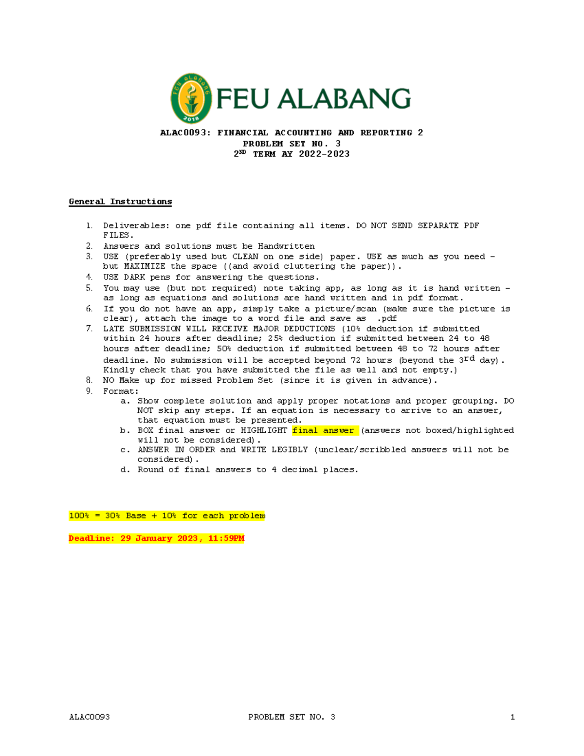 PSET 3A- Partnership Dissolution - ALAC0093: FINANCIAL ACCOUNTING AND ...
