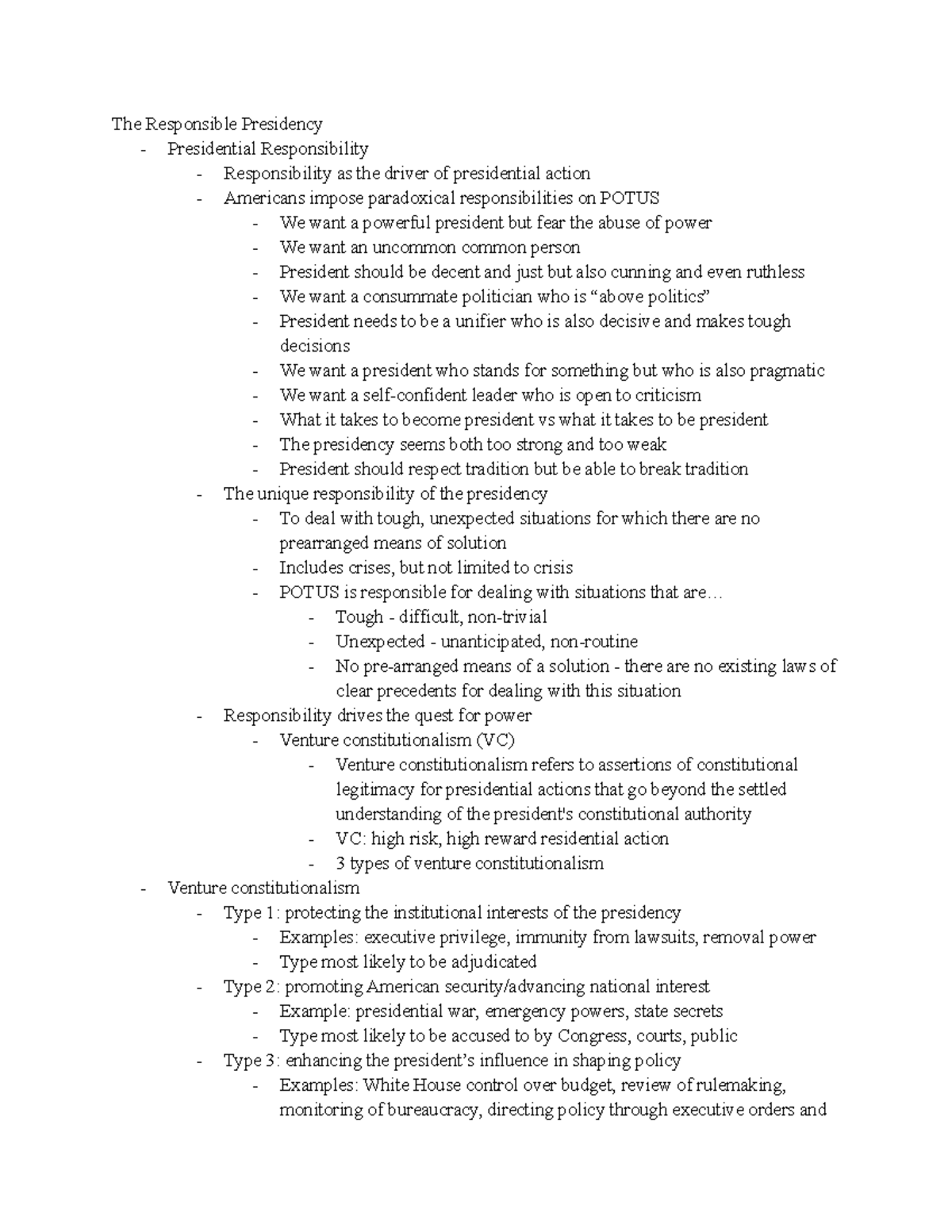 The Responsible Presidency - .. - Tough - difficult, non-trivial ...