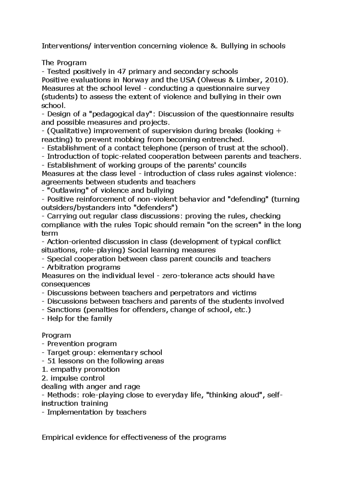 Interventions - Psycho Notes - Interventions/ intervention concerning ...