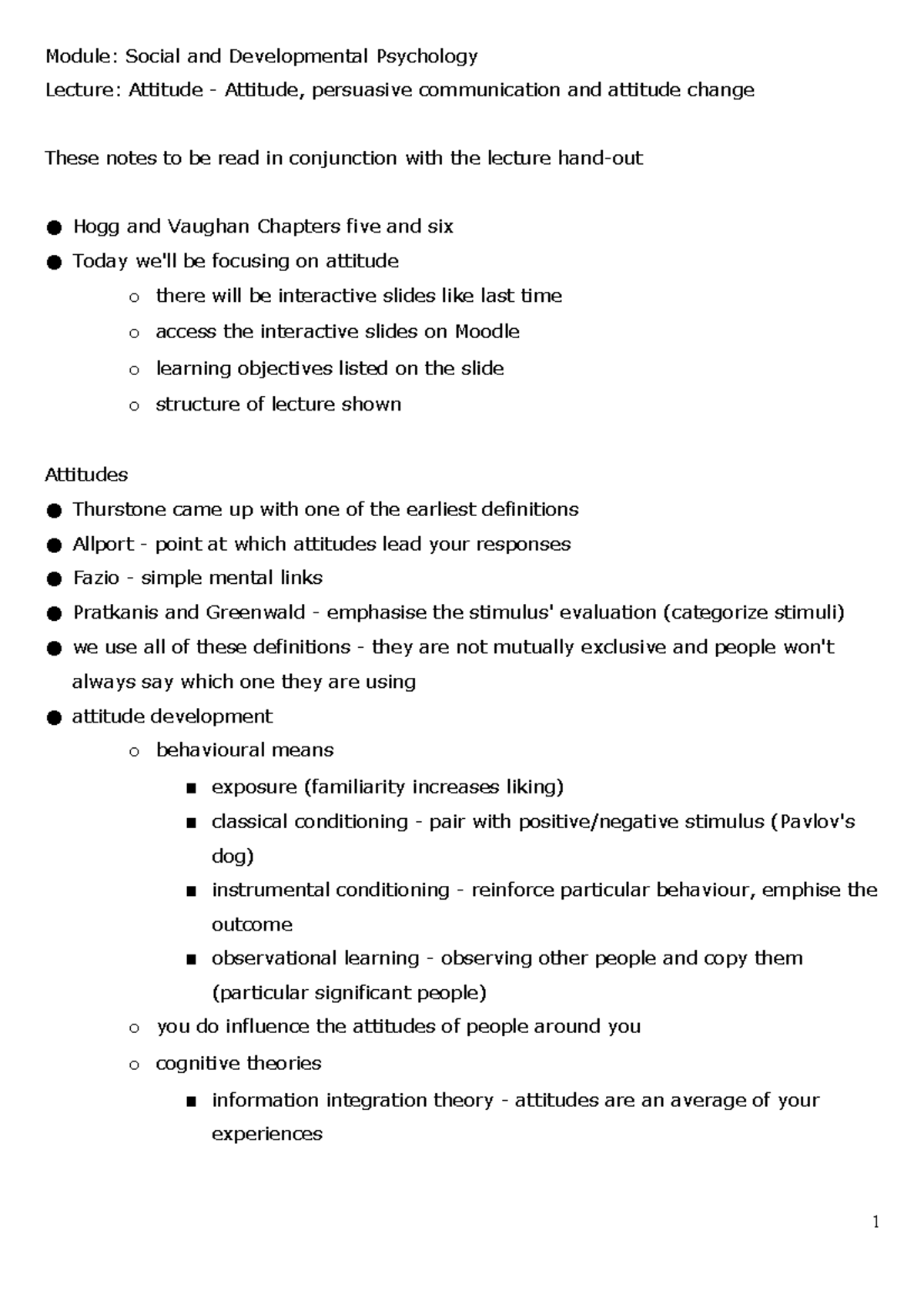 Lecture 12 Social and Dev - Module: Social and Developmental Psychology ...