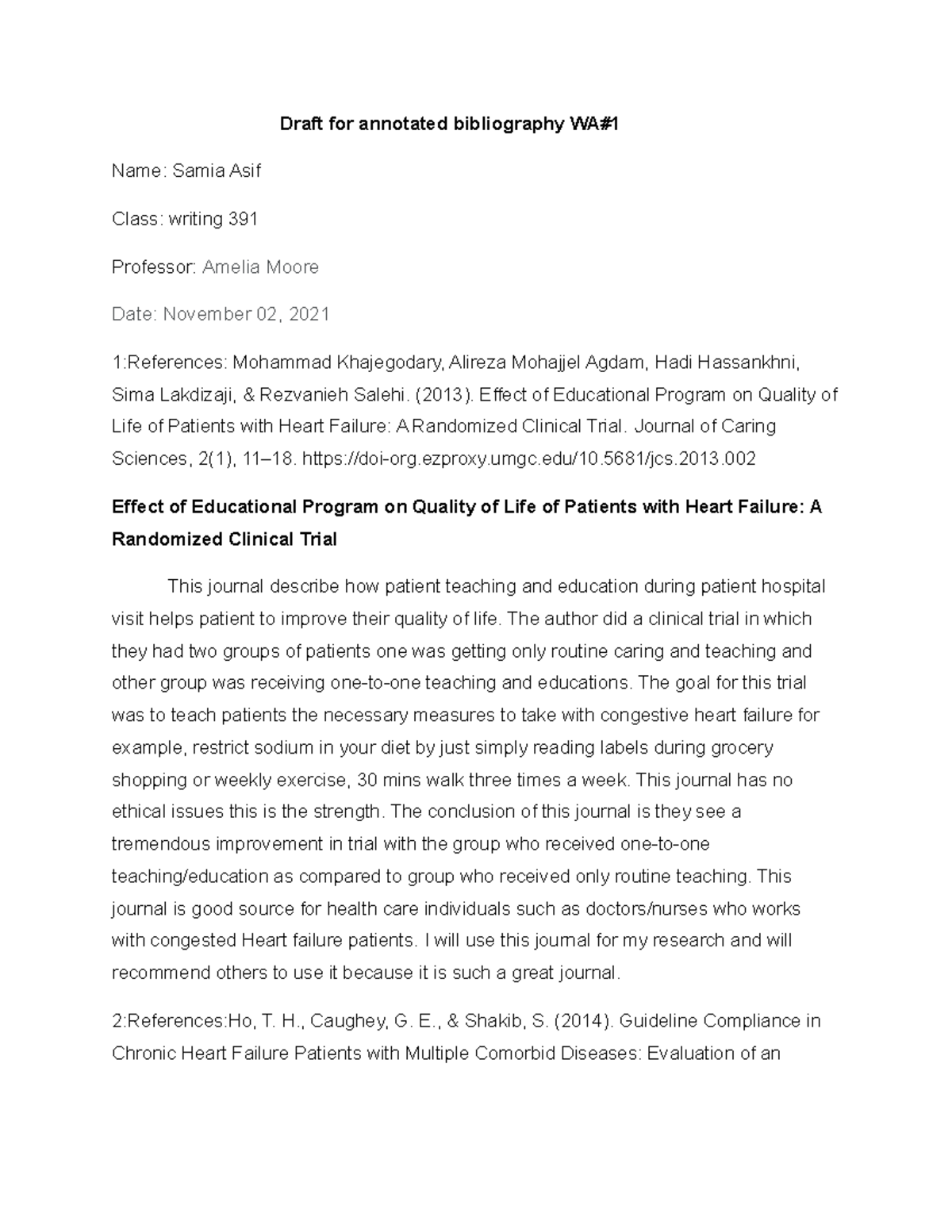 Wrtg draft - annotated bibliography - Draft for annotated bibliography ...