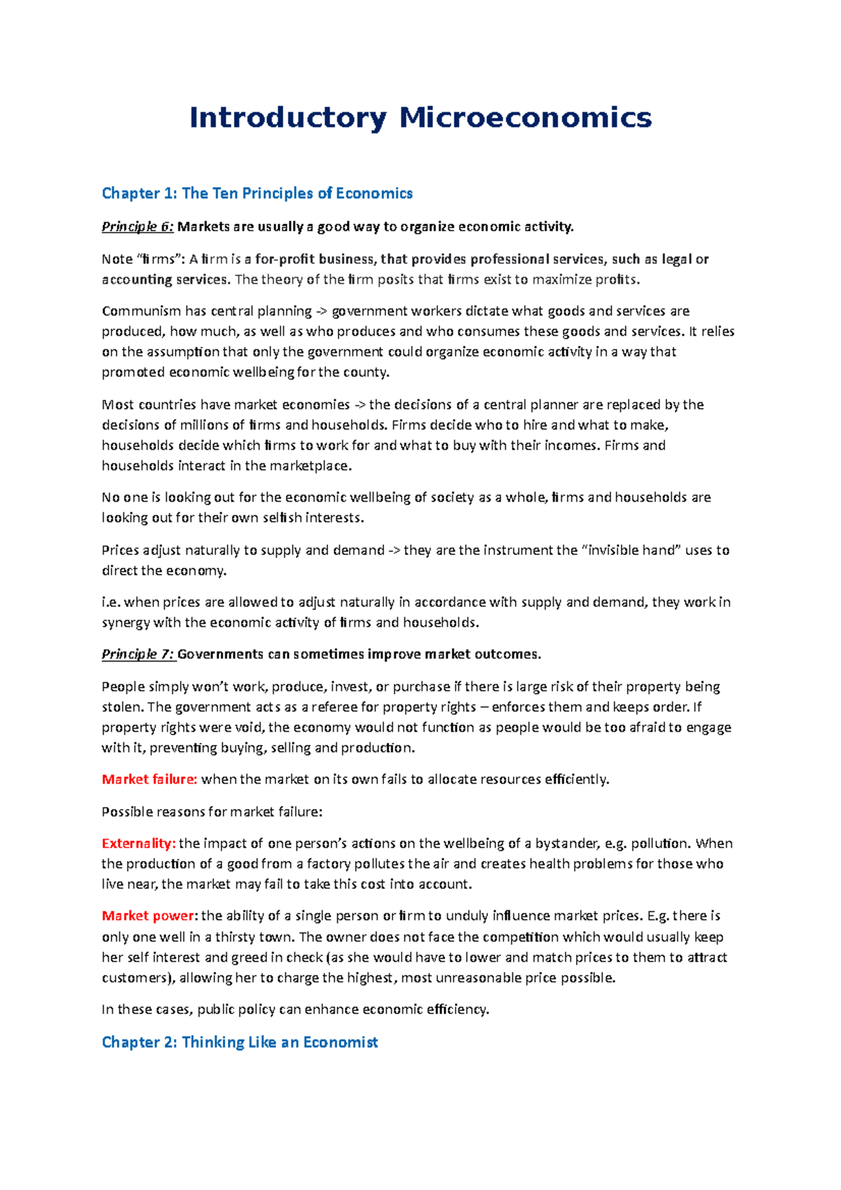 Introductory Microeconomics - Introductory Microeconomics Chapter 1 ...