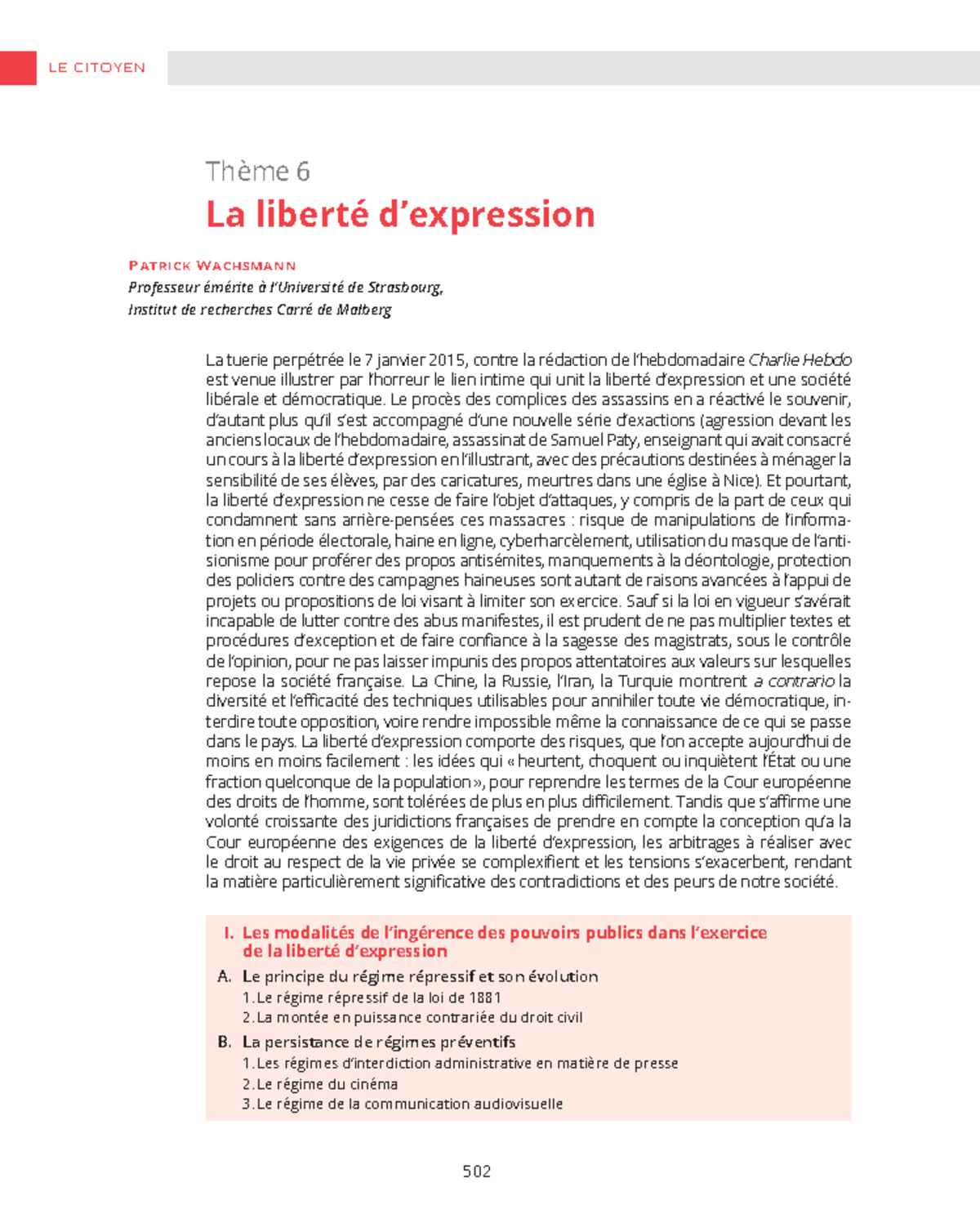 Lib d'expression - Cours de droit public sur la liberté d'expression - Thème 6 La liberté - Studocu