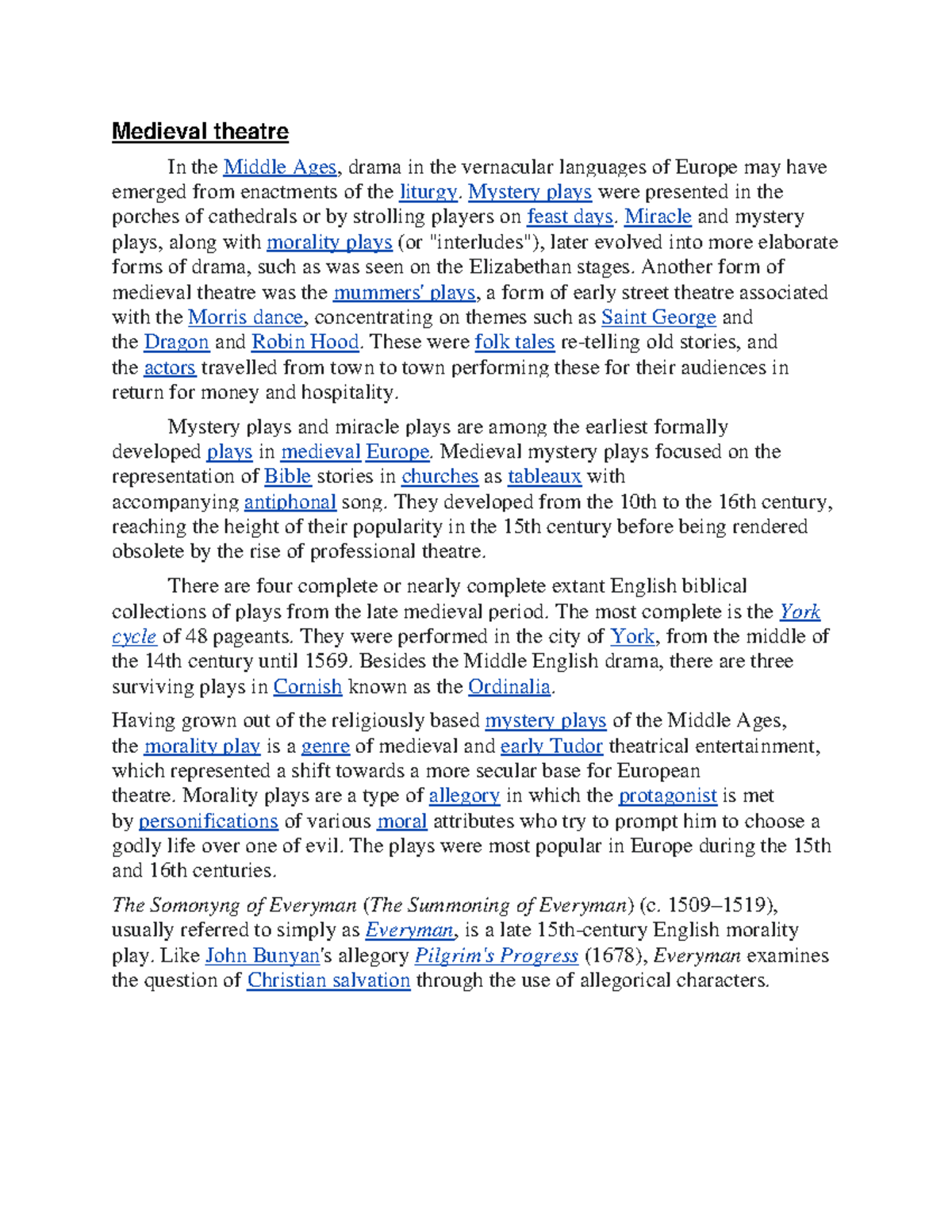 Medieval theatre - its lecture notes - Medieval theatre In the Middle ...